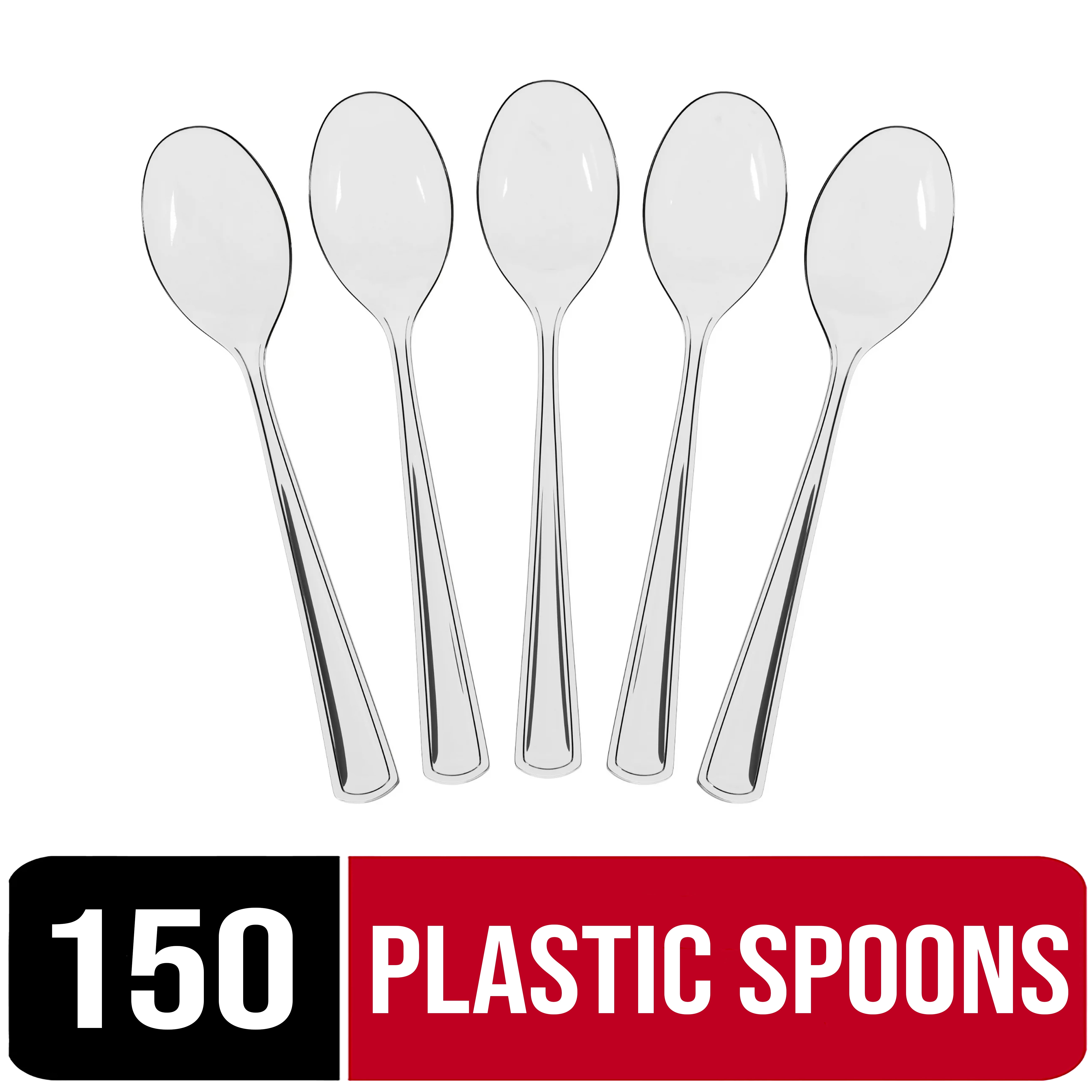 Exquisite Clear Disposable Spoons - Clear Plastic Spoons - 150 Count ...