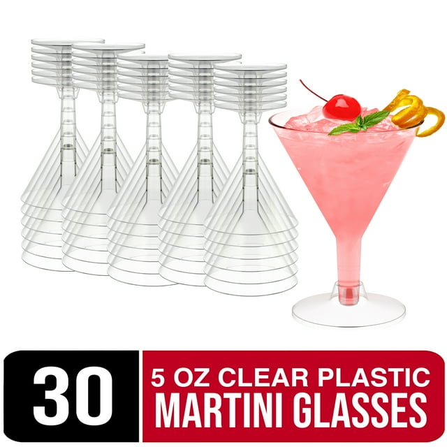 Exquisite Clear Plastic Martini Glasses - 5 oz Disposable Cocktail Cups ...
