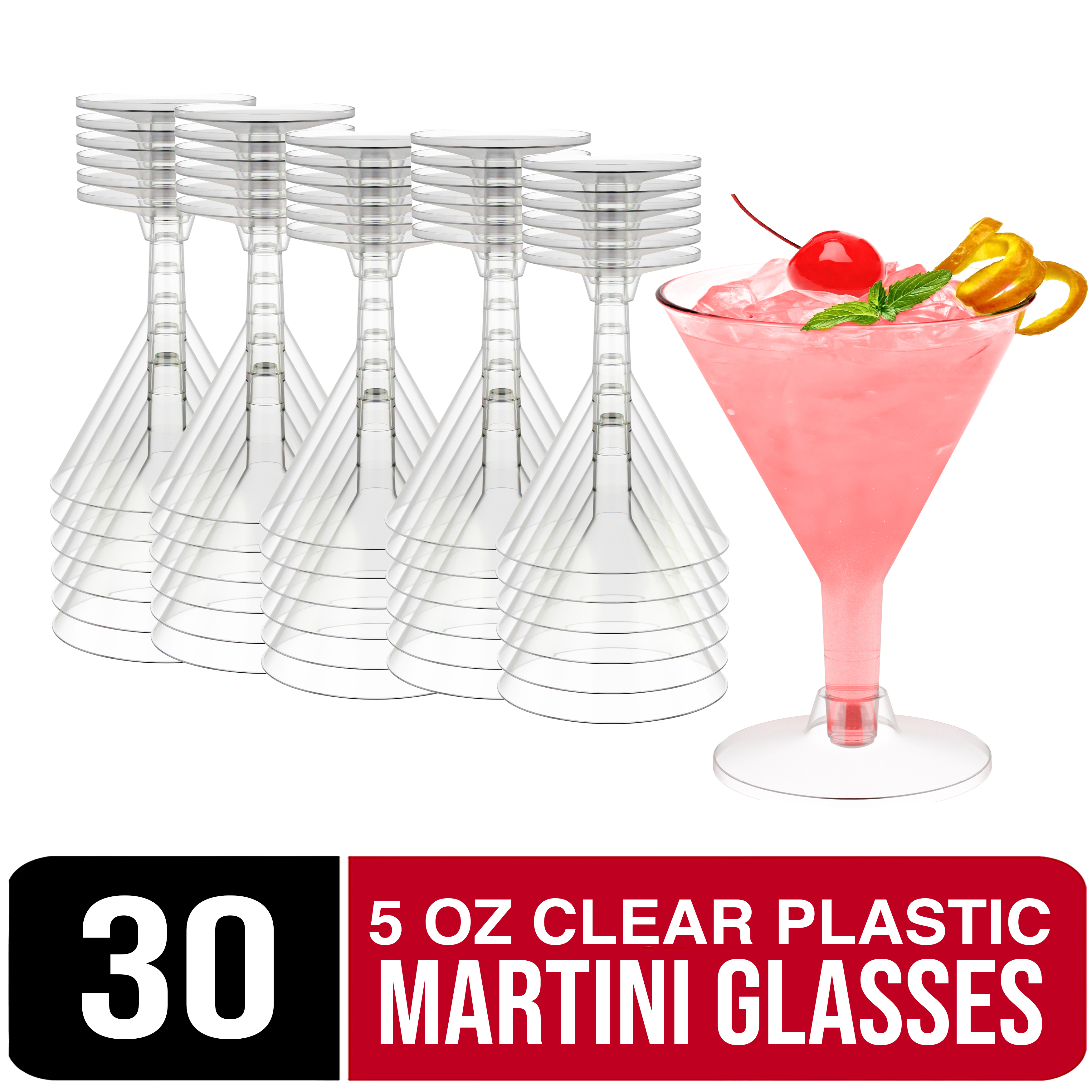 Plastic Martini Glasses 30 Pack 5 Oz Disposable Martini Glasses