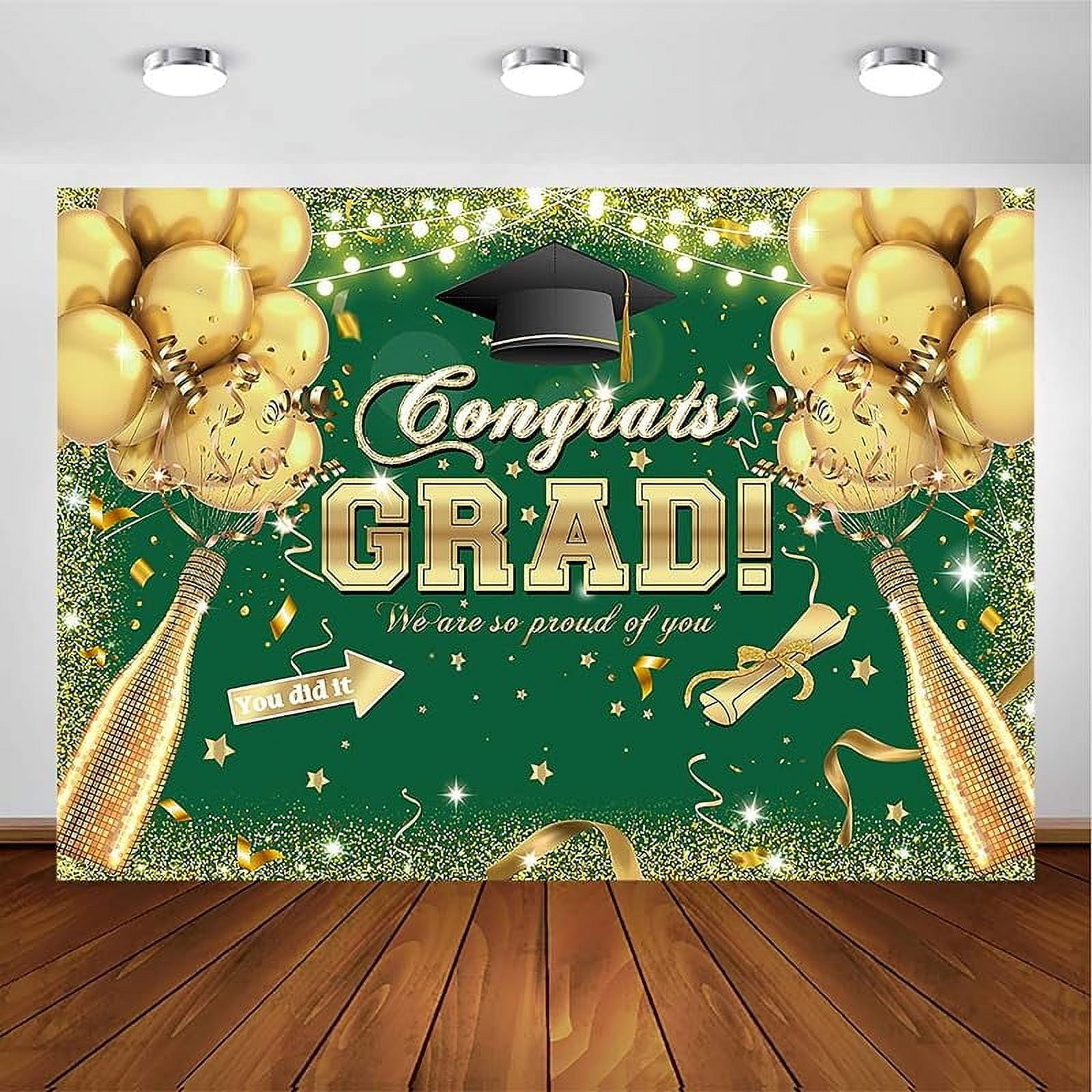 Exquisite Congrats Grad Backdrop for Class of 2025 Royal Blue and Gold ...