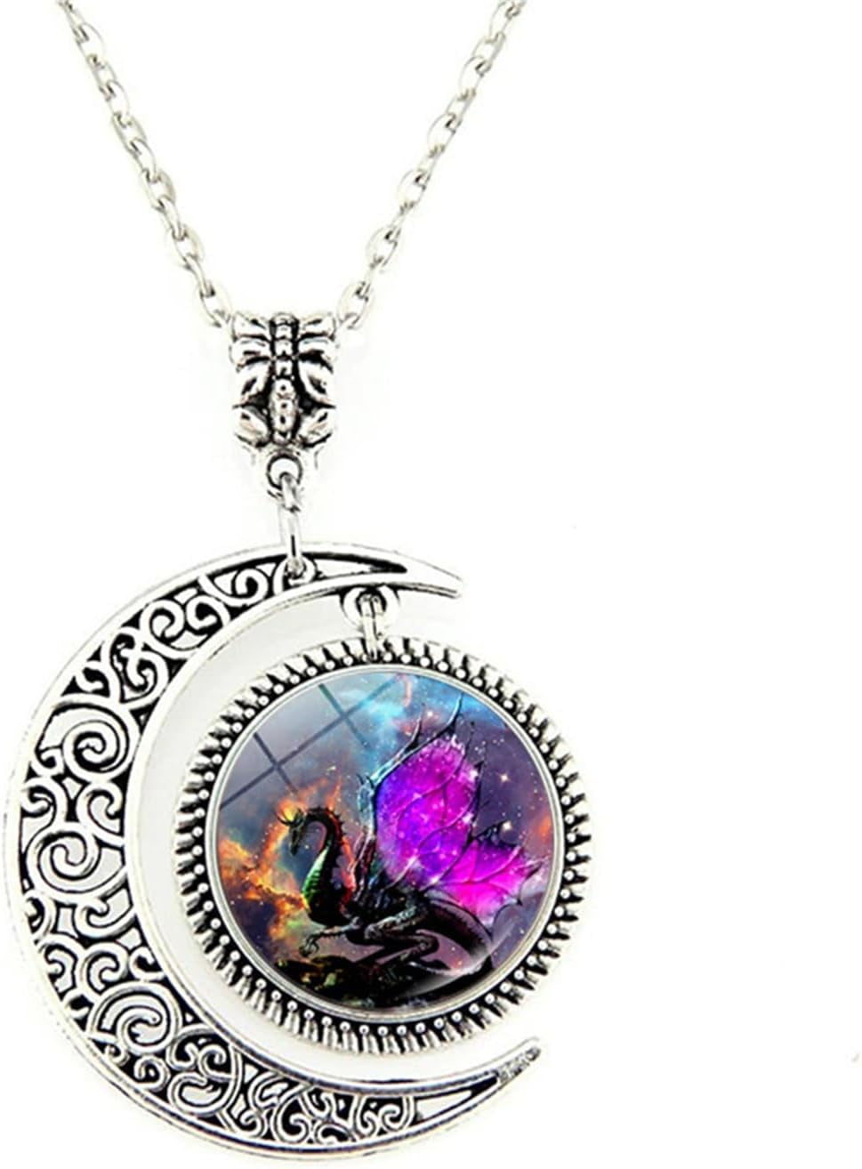 Exquisite Crescent Moon Dragon Pendant Necklace - Perfect Fantasy ...