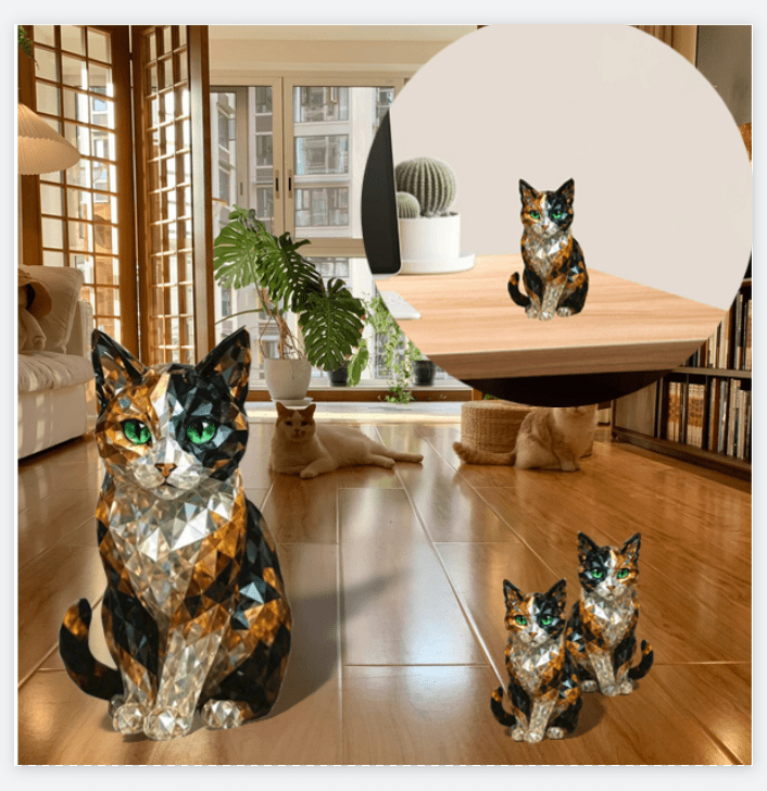 Exquisite Crystal Cat Figurine Handcrafted Gemstone Sculpture with ...