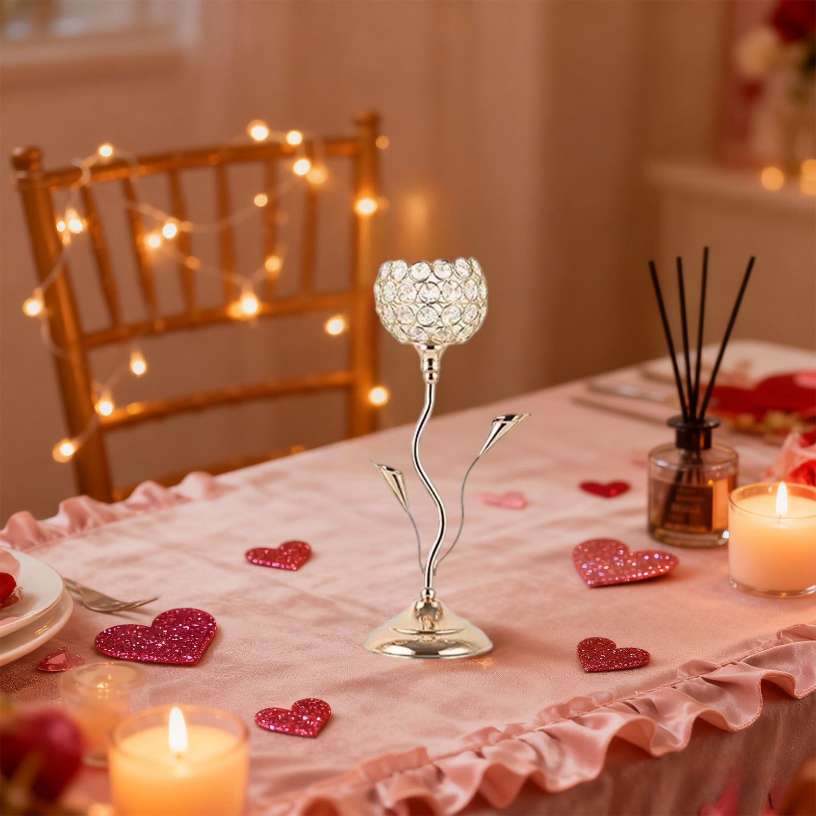 Exquisite Crystal Flower Candle Holders With A Gold Base Perfectly For ...