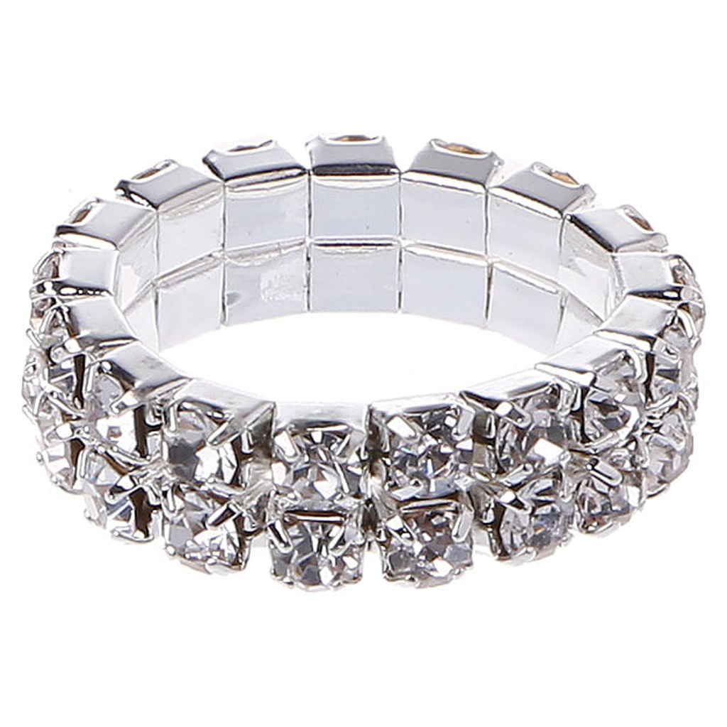 Exquisite Crystal Inlaid Rings Elastic Stretch Finger Ring Romantic ...