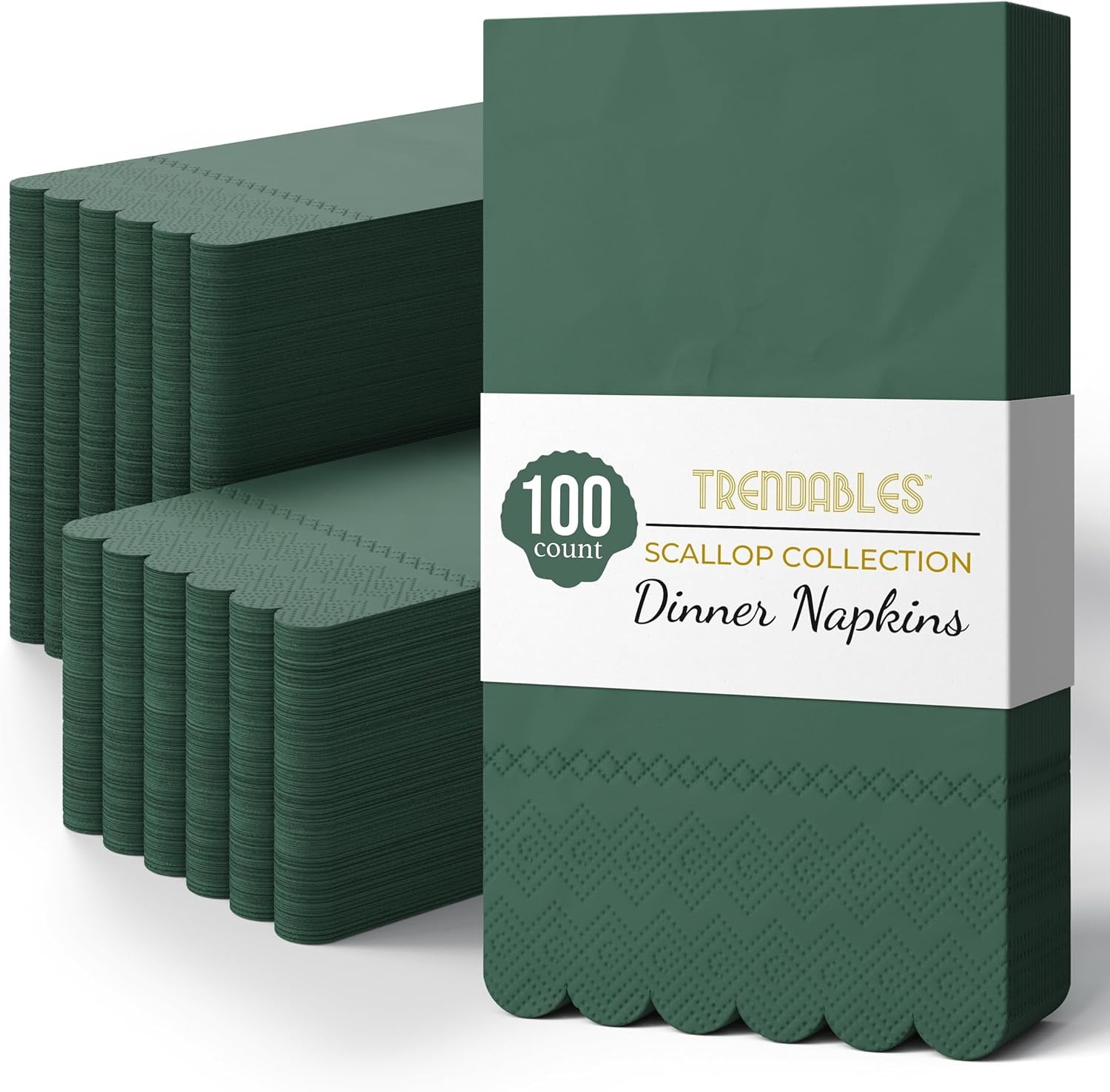Crown Display Dark Green Scalloped Napkins Disposable 100 Pcs 3-Ply ...
