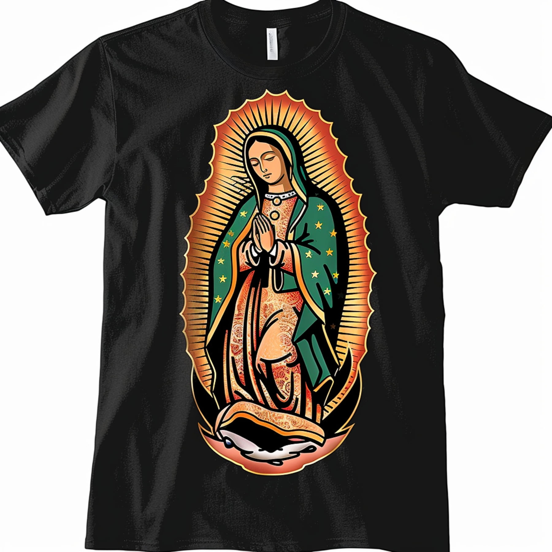 Exquisite Design on Black Tee Traditional Mexican Artwork Vector ...