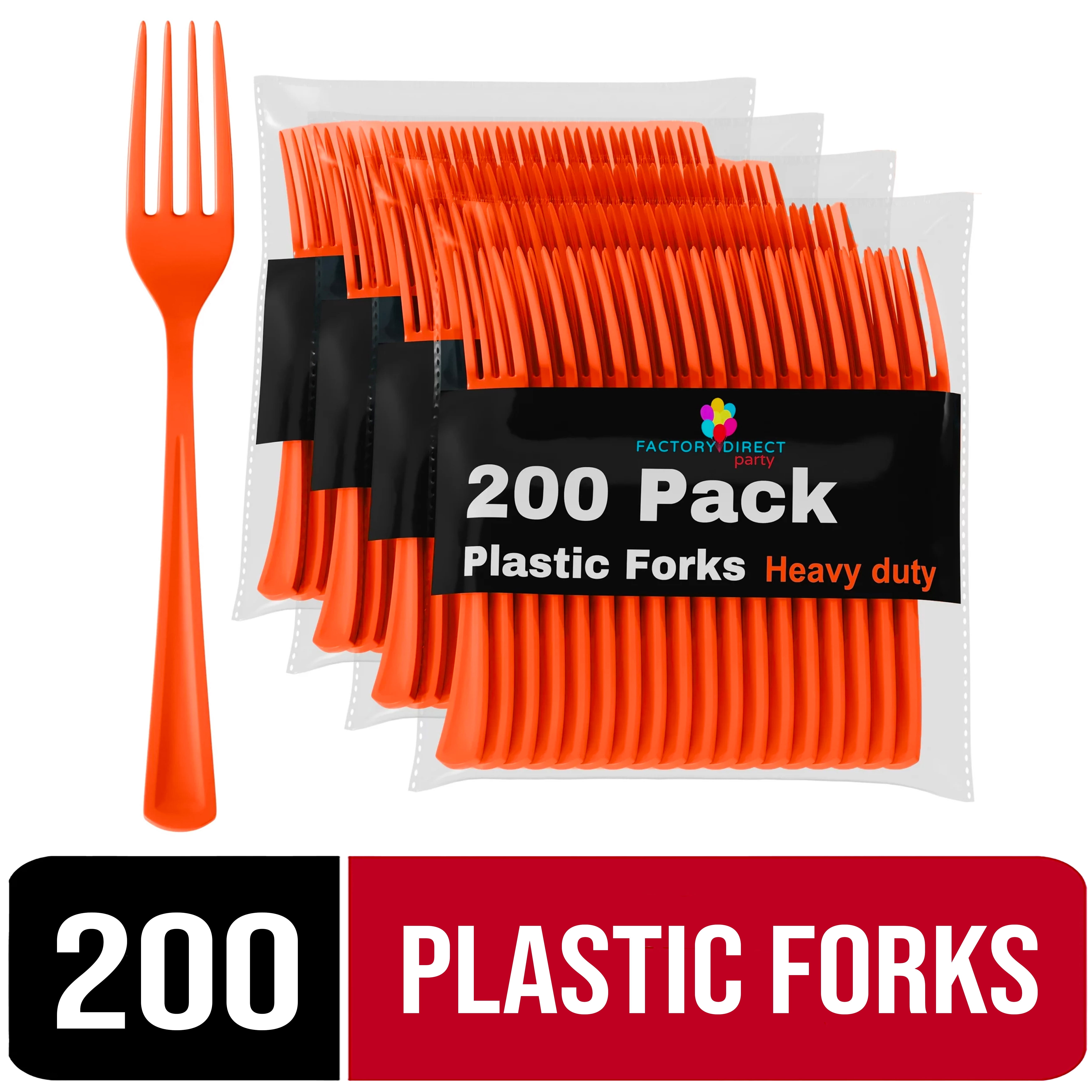 Exquisite Disposable Forks - 200 Count, 4 Pack - Heavy-Duty Orange ...