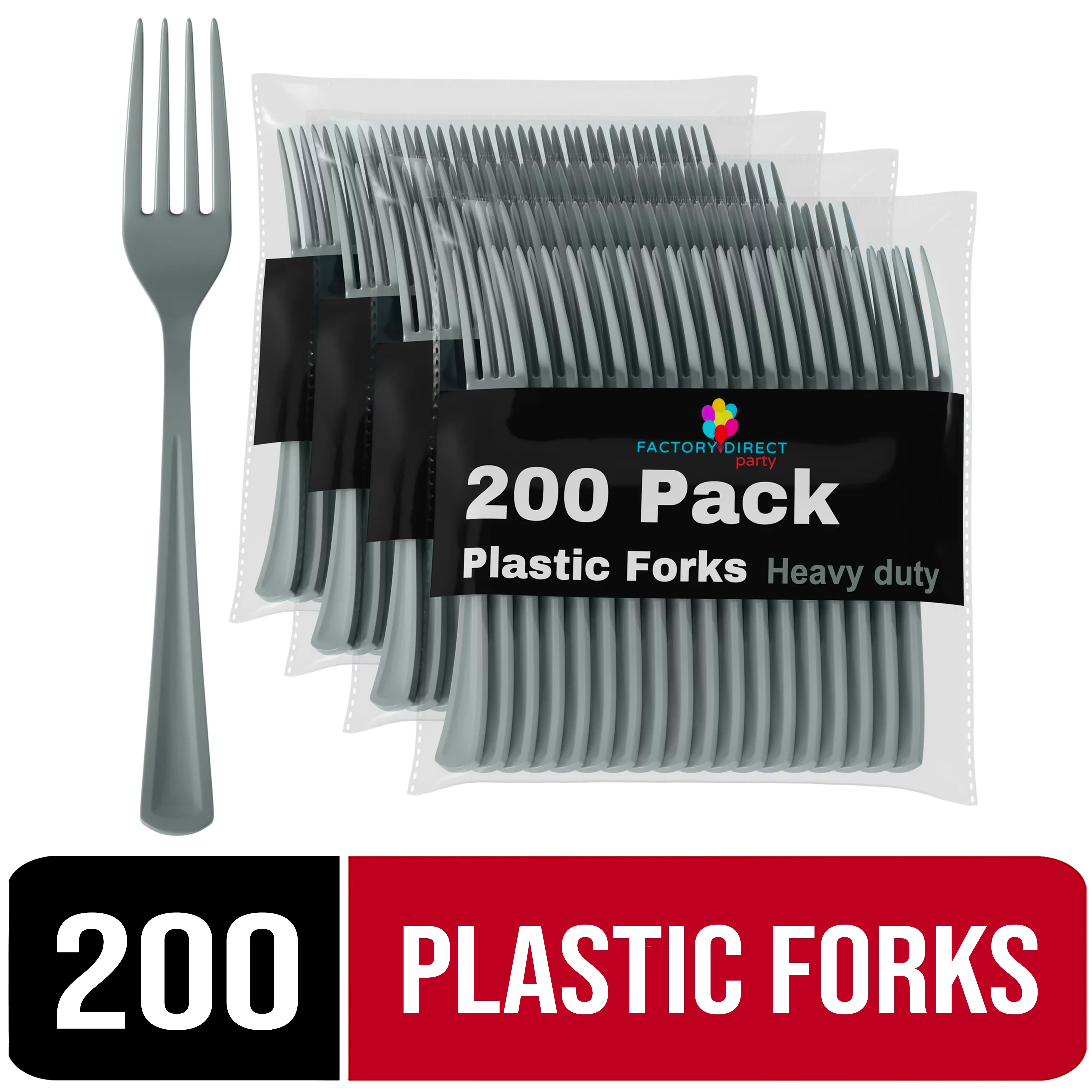 Exquisite Disposable Forks with 200 Count Silver Plastic Forks, 4 Pack ...