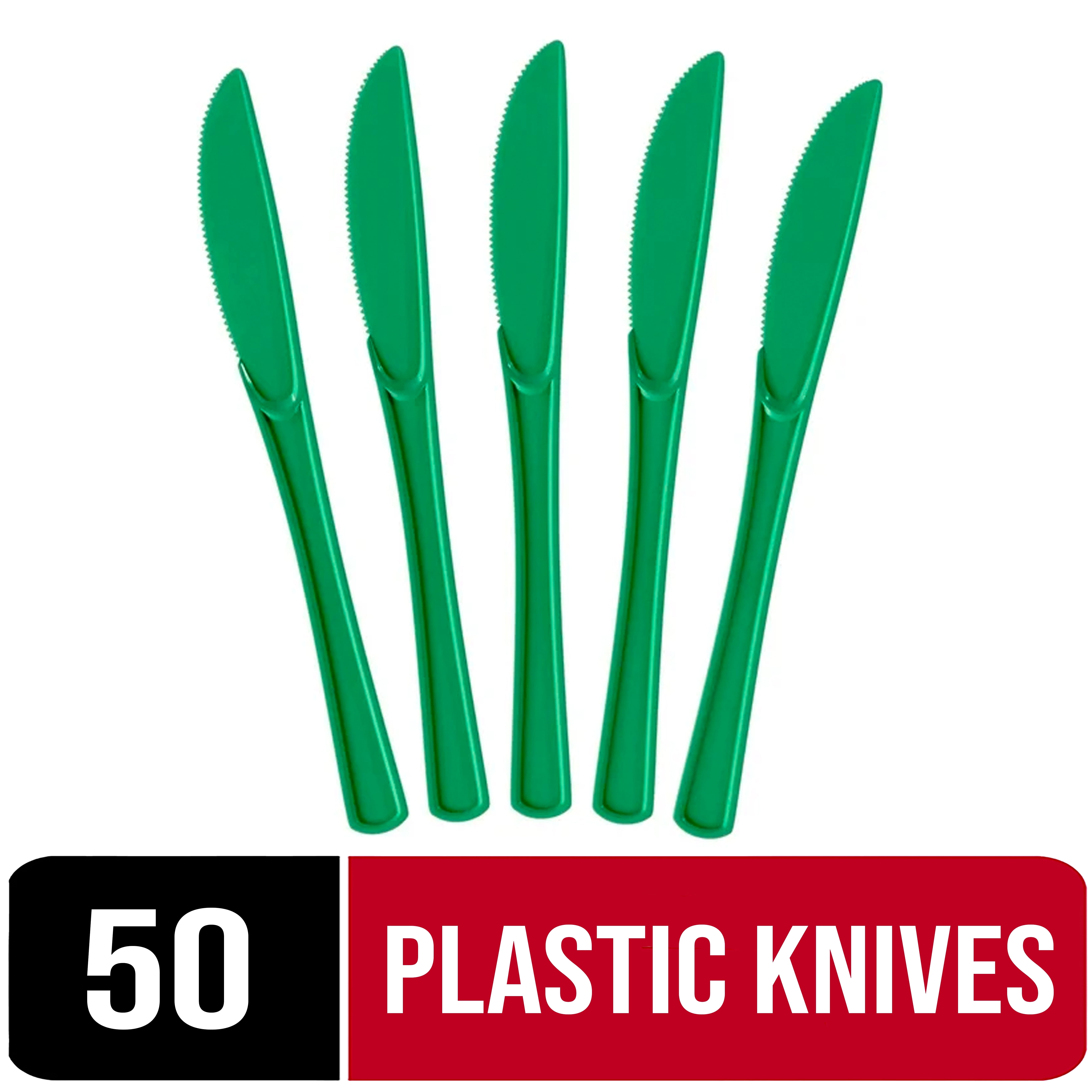 Exquisite Disposable Knives - 50 Emerald Green Plastic Knives - Green ...