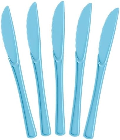 Exquisite Disposable Light Blue Plastic Knives 100 Pcs - Heavy Duty ...