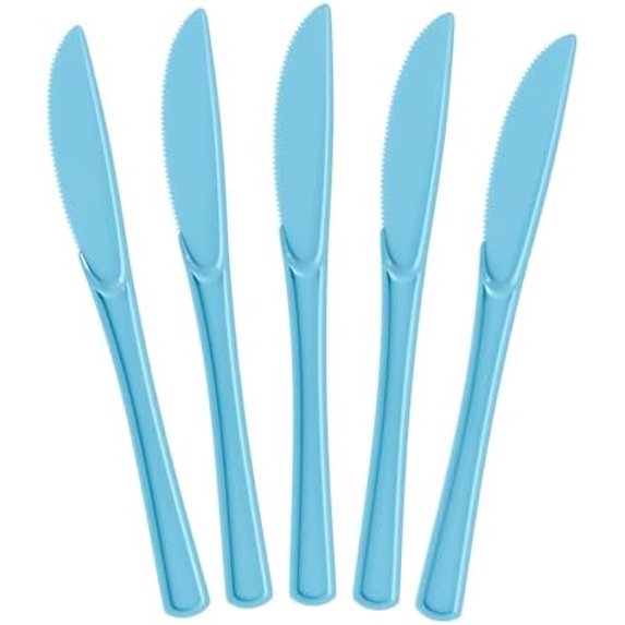 Exquisite Disposable Light Blue Plastic Knives 100 Pcs - Heavy Duty ...