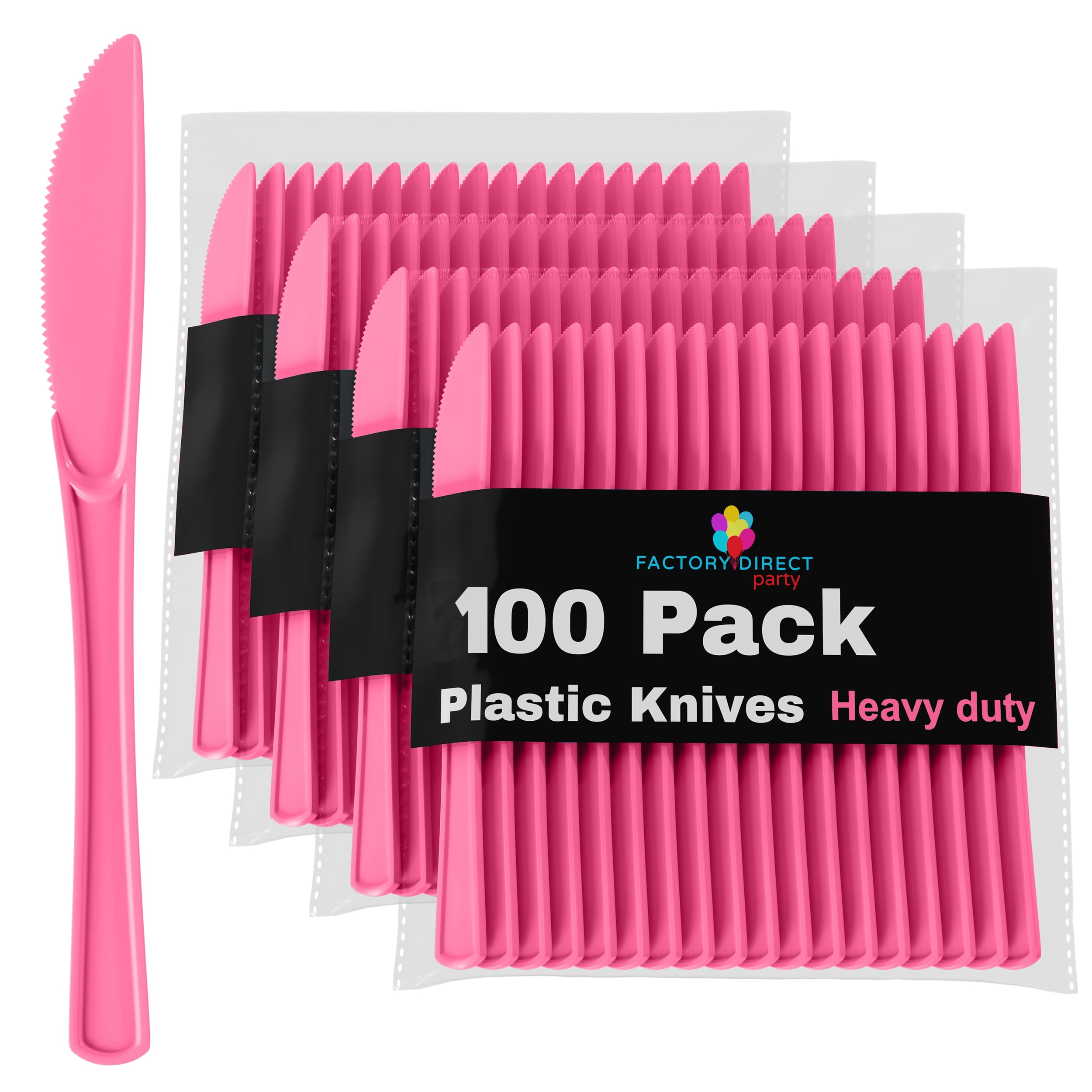 Exquisite Disposable Plastic Knives - 100 Count Party Cutlery - Cerise ...