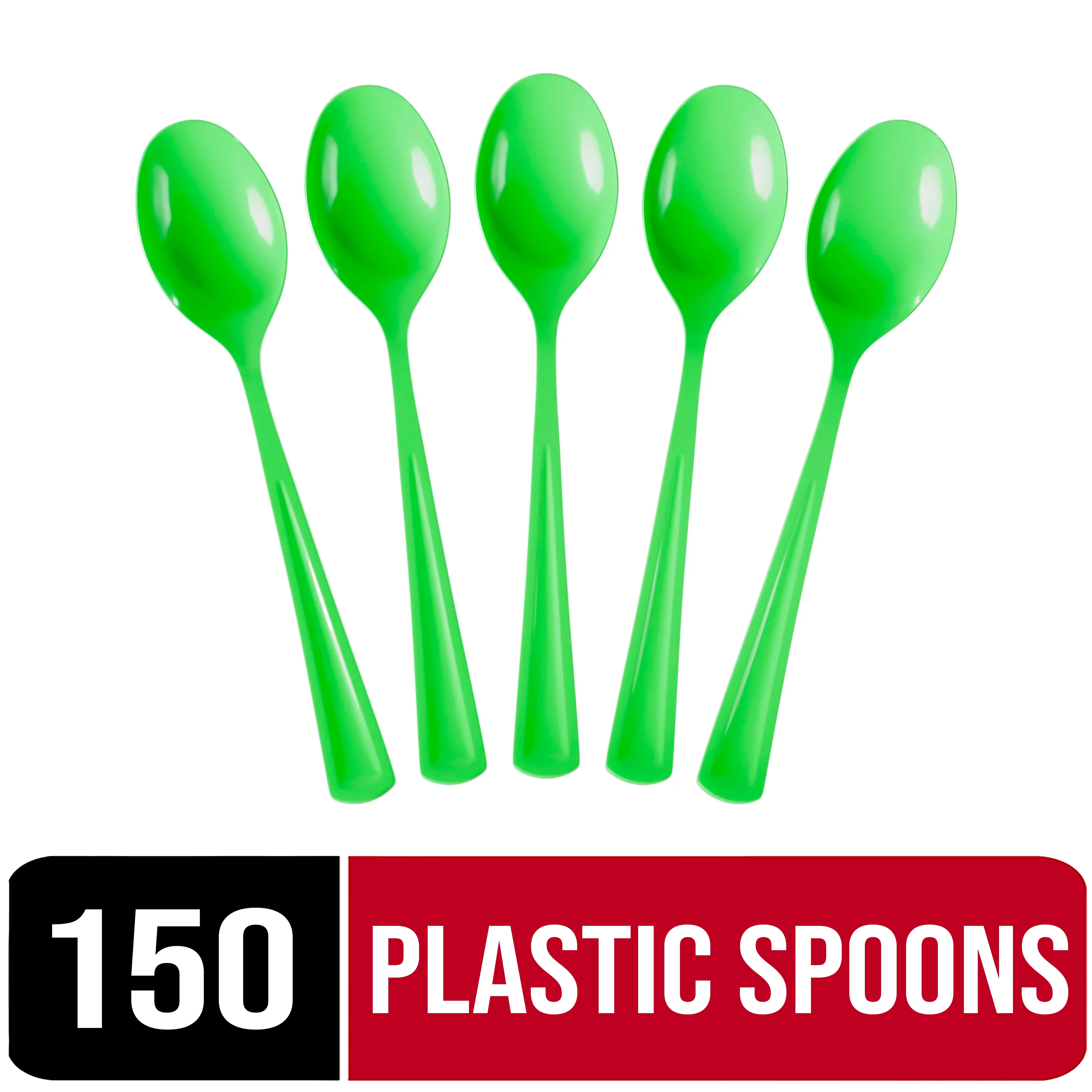Exquisite Disposable Spoons - Lime Green Plastic Spoons - 150 Count ...