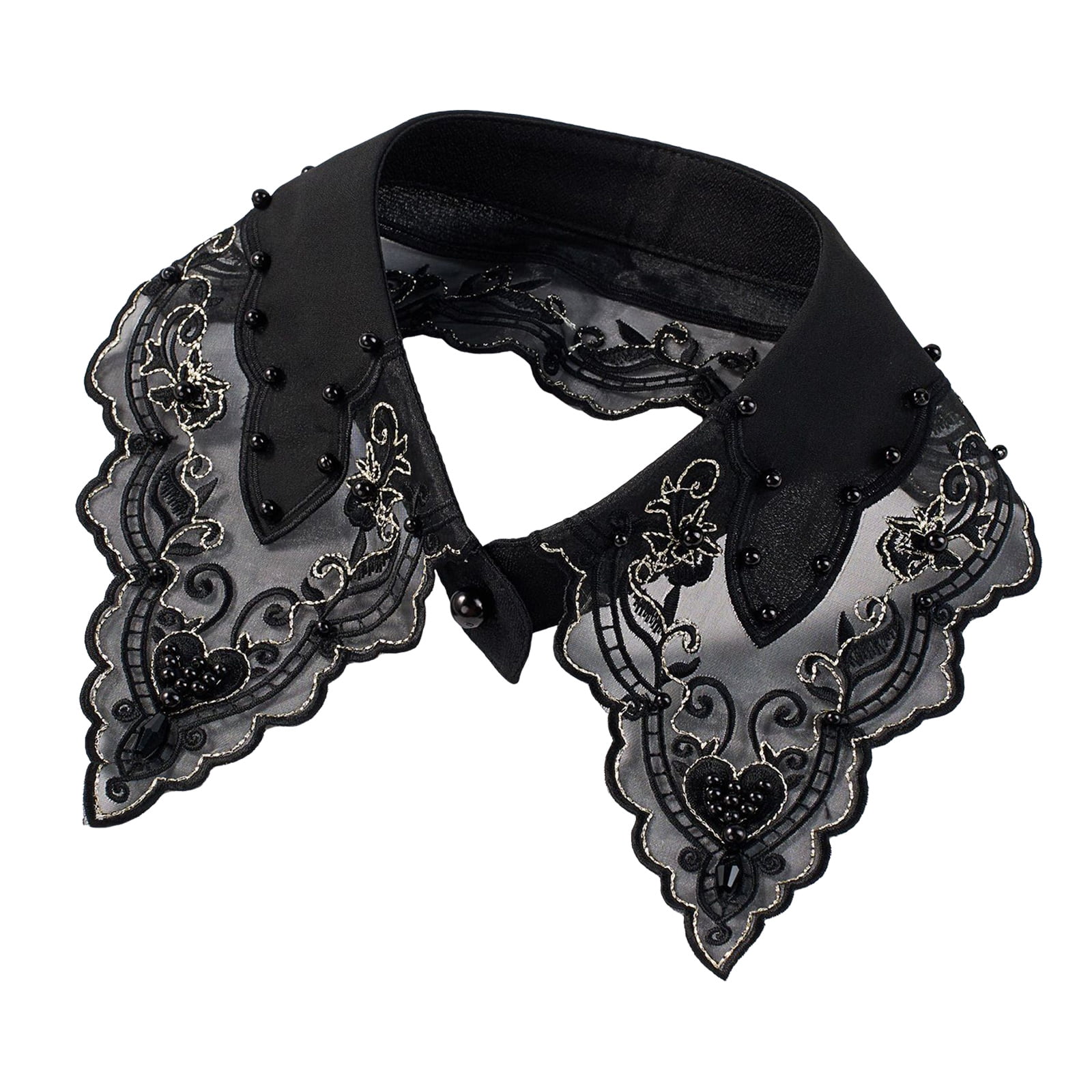 Exquisite Embroidered False Necklace Pearl Embellished Adjustable ...