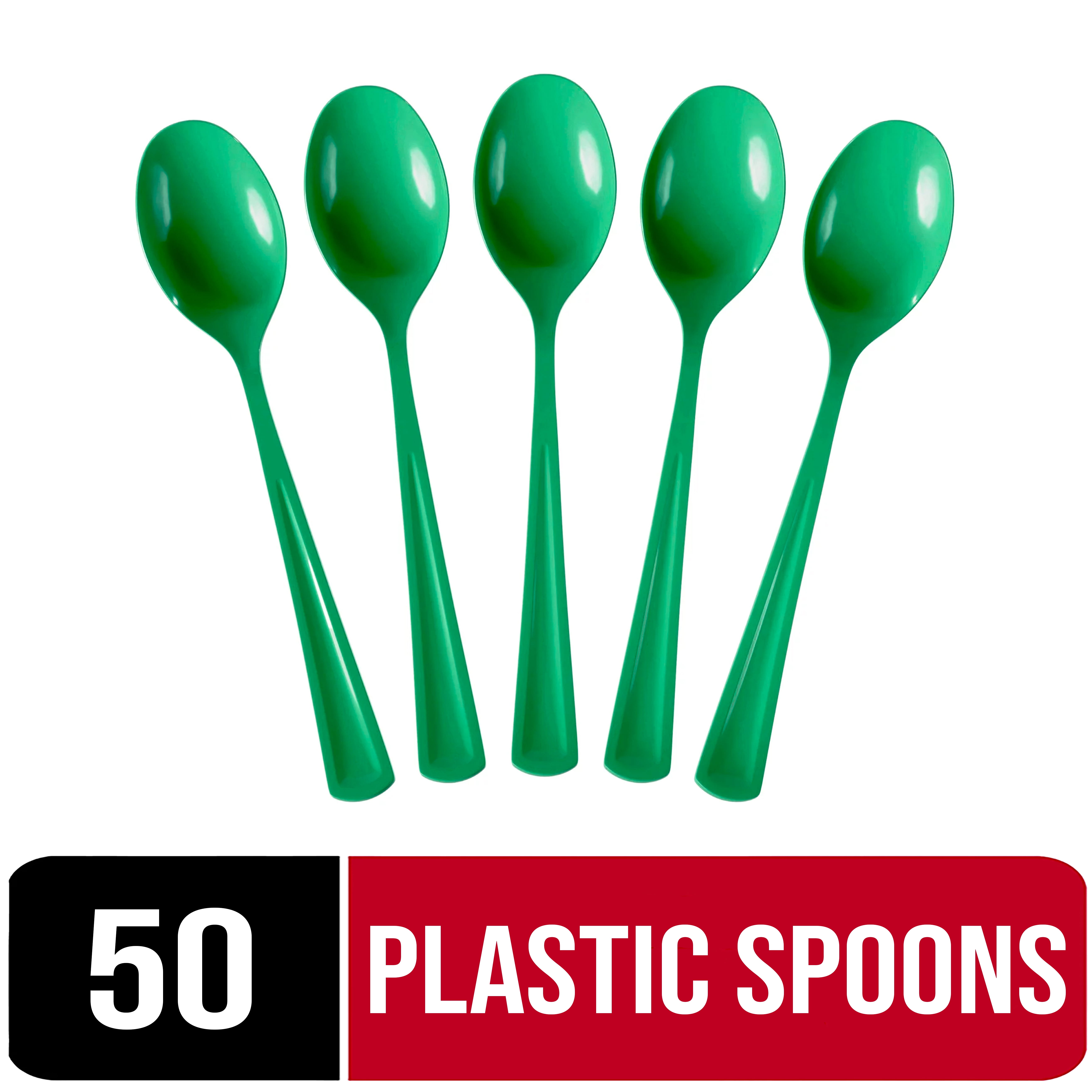 Exquisite Emerald Green Disposable Spoons - Green Plastic Spoons - 50 ...