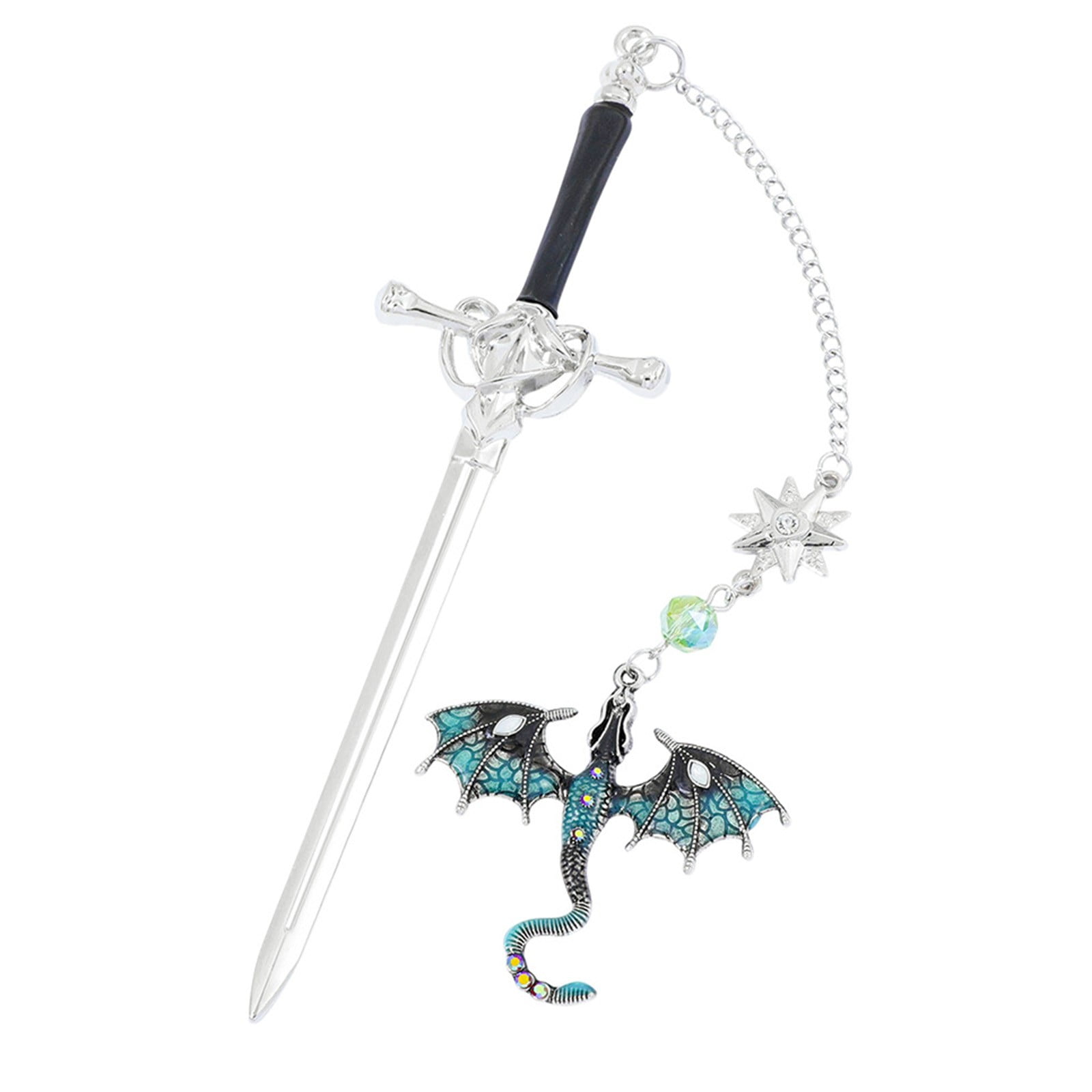 Exquisite Fantasy Sword Bookmark with Enamel Dragon Charm Unique Gift ...