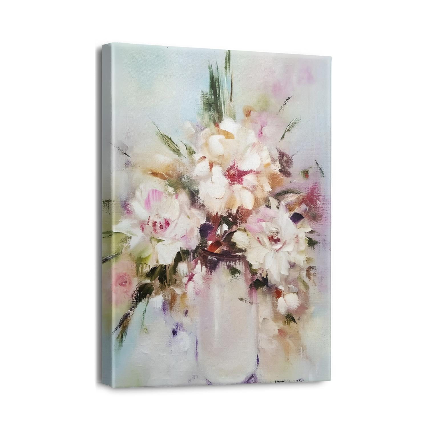 Exquisite Floral Wall Art 12X16Inch Framed Pink Flower Canvas, Abstract ...