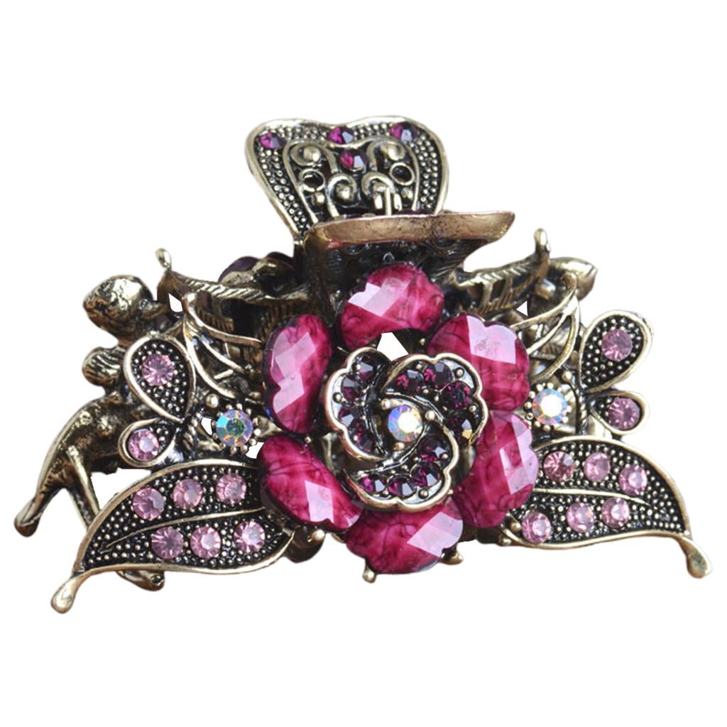 Exquisite Flower Design Clip Retro s Hair Jaw Claw Vintage Metal Large ...