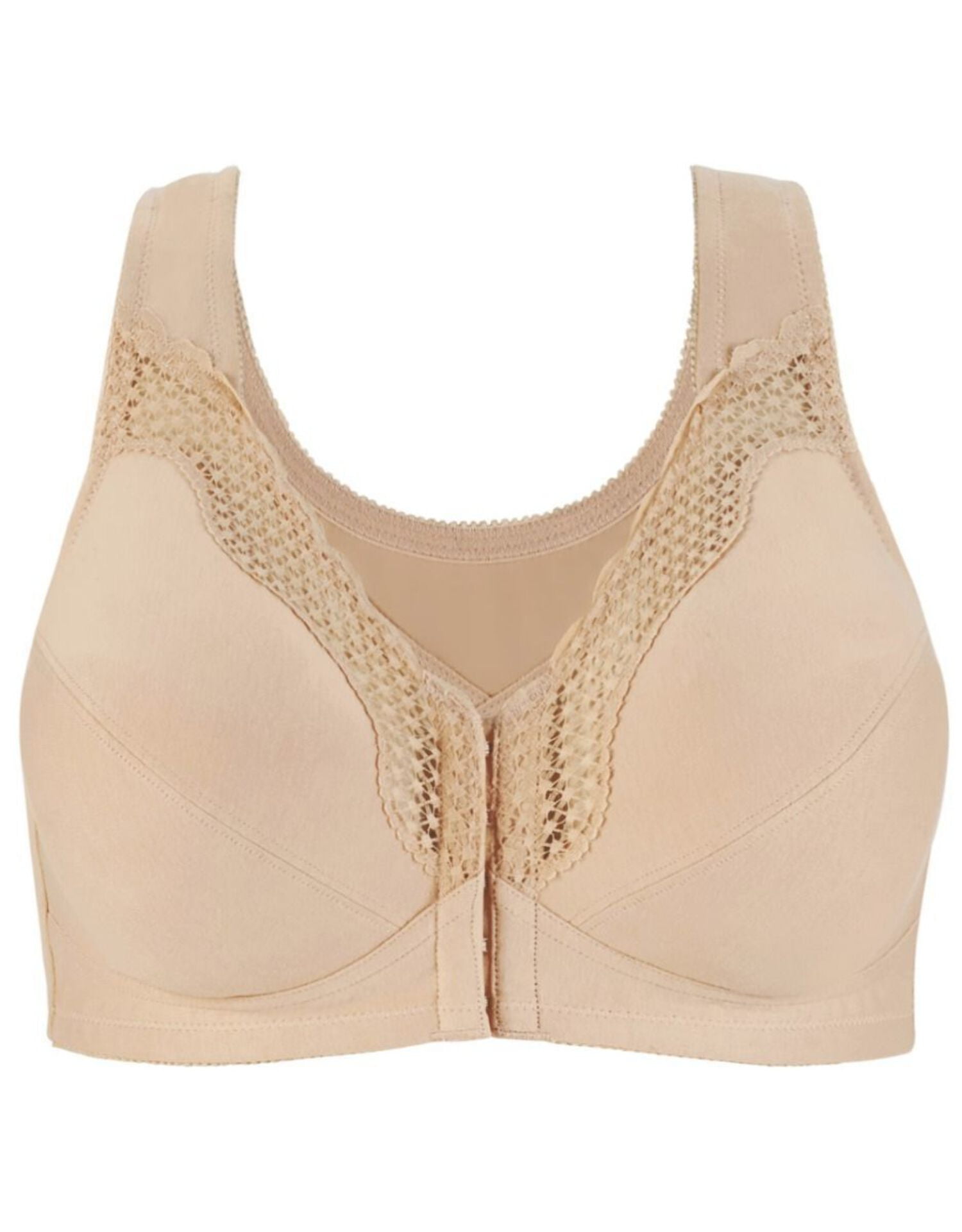 Exquisite Form FULLY® Front Close Wirefree Cotton Posture Bra with Lace ...