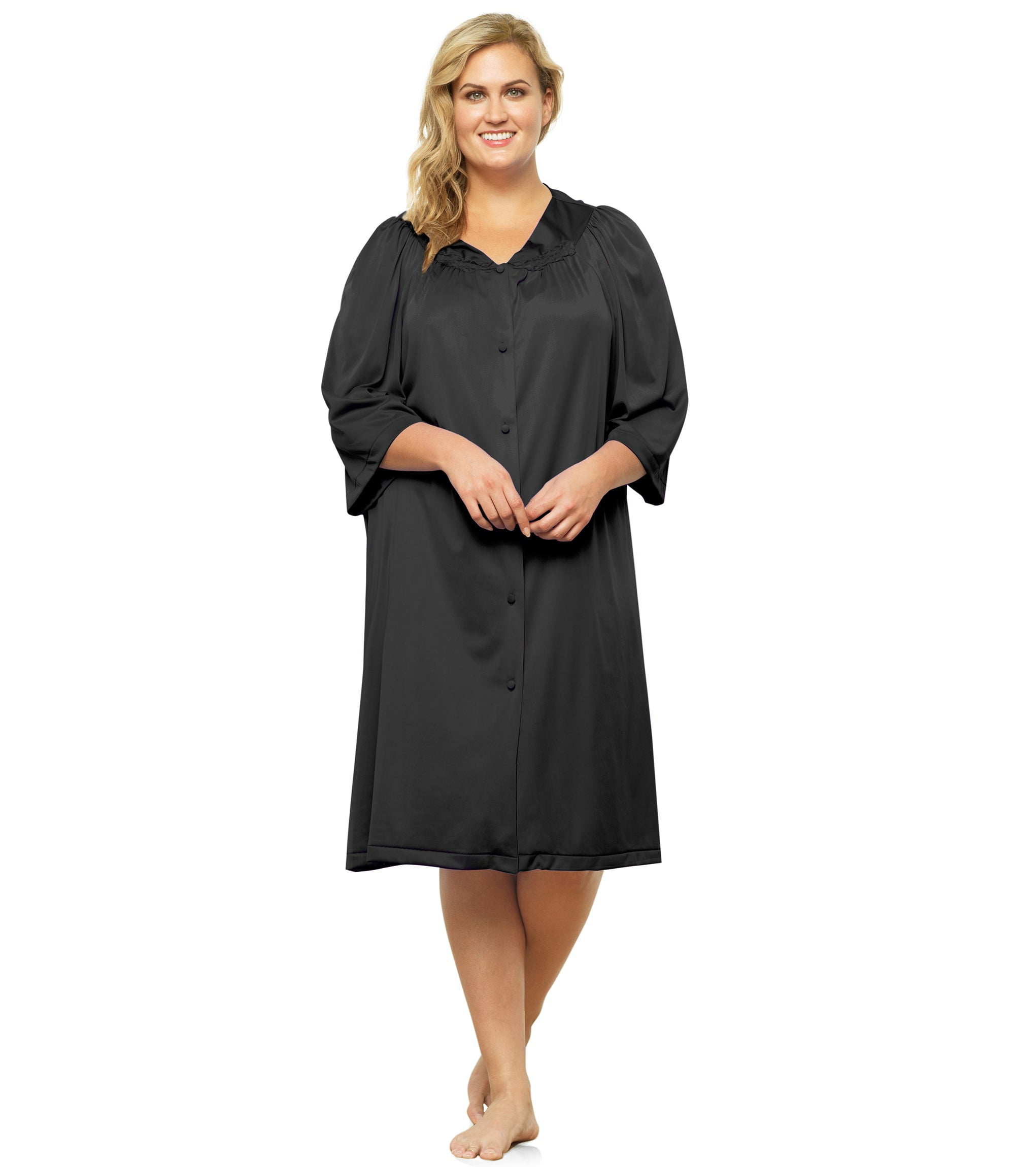 Exquisite Form -Women's Button Front Knee Length Robe - Style 10107 - Walmart.com