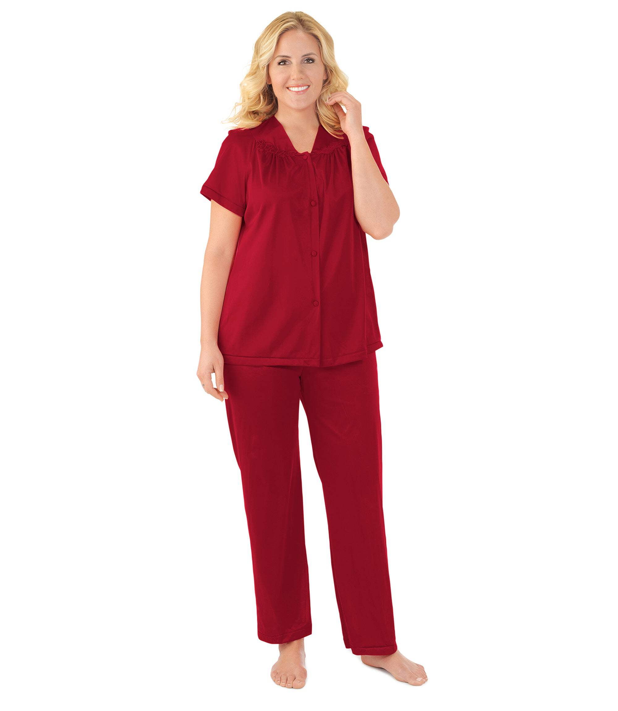 Exquisite Form 90107 Nylon Tricot Short Sleeve Matching Pajama Set ...