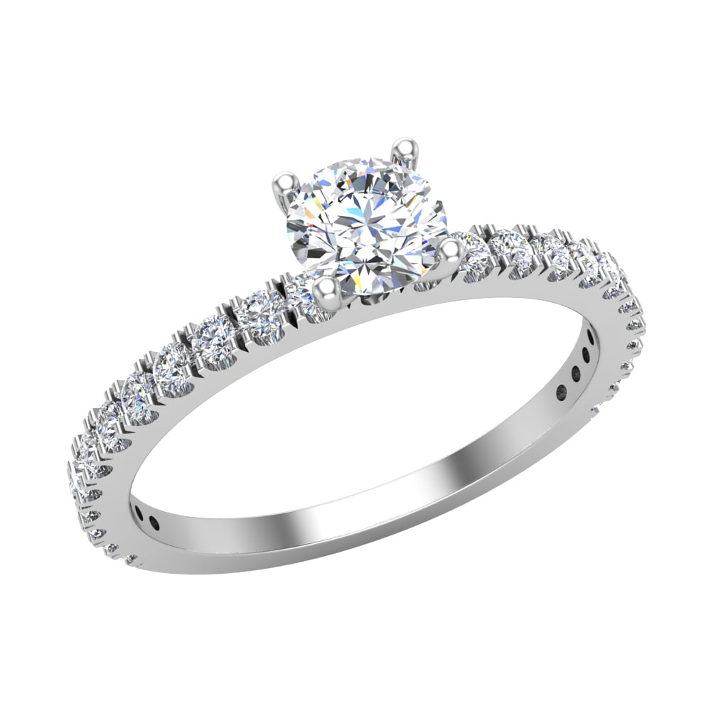 Exquisite French Pave Set Round Brilliant Diamond Ring 14K White Gold 0 ...