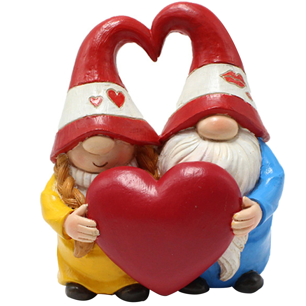 Exquisite Garden Gnome Adornment Resin Craft Heart Couple Gnome ...