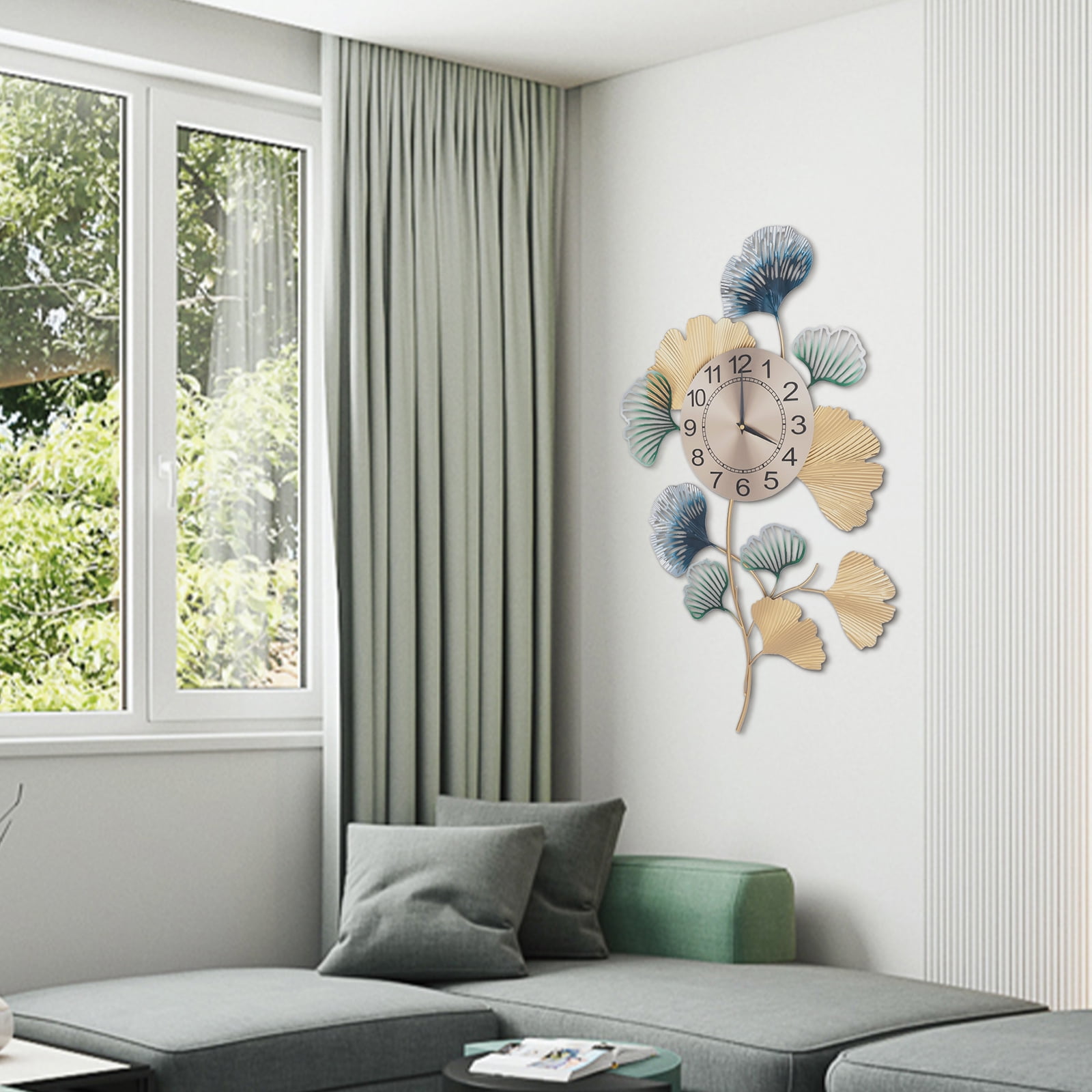 Exquisite Ginkgo Leaf Wrought Iron Wall Clock – Silent Quartz Movement ...