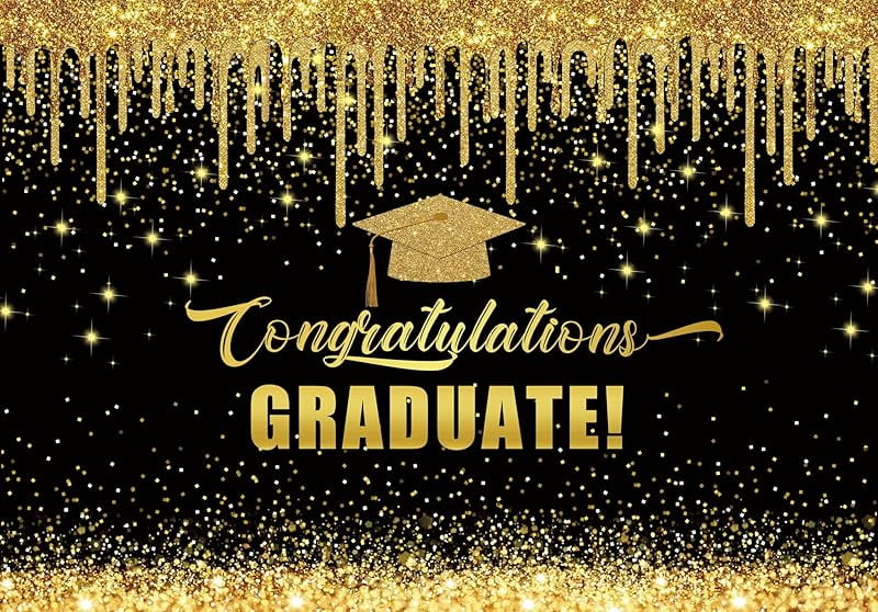 Exquisite Gold and Blue Graduation Photography Backdrop Congratulations ...