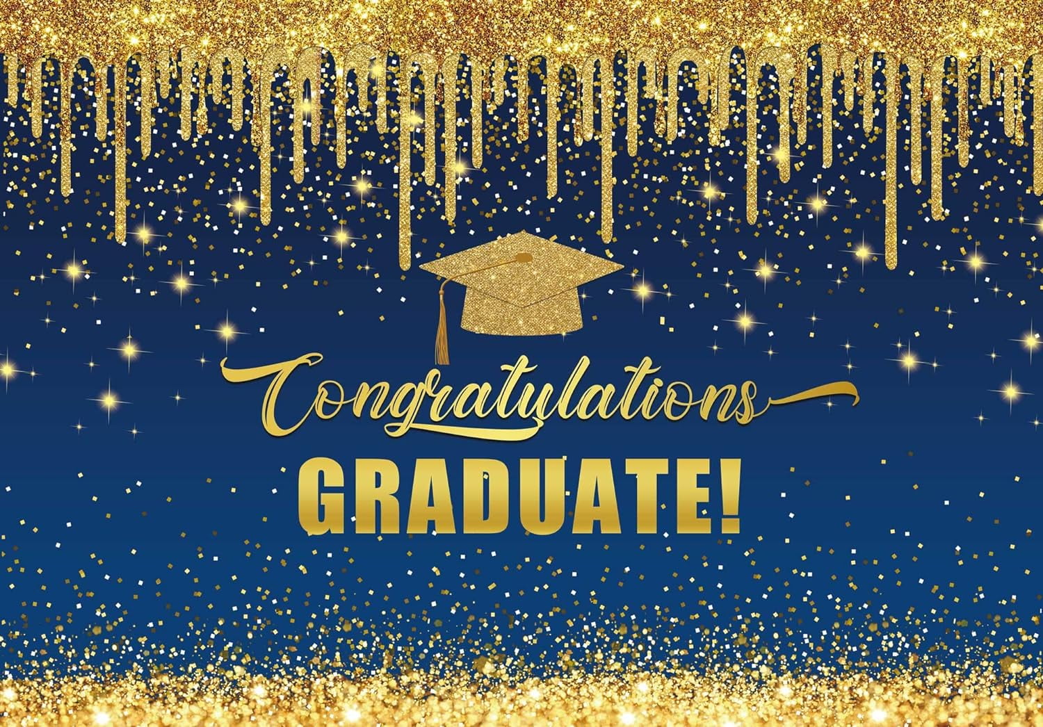 Exquisite Gold and Blue Graduation Photography Backdrop Congratulations ...