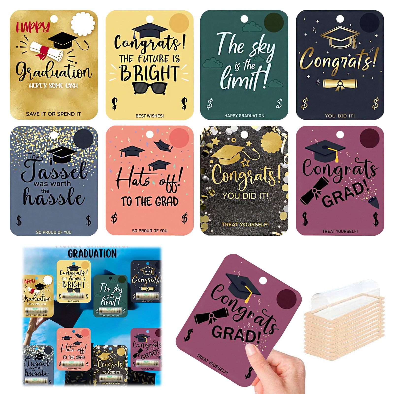 Exquisite Graduation Cards Wallet Greeting Card 8 Pcs Blank ...