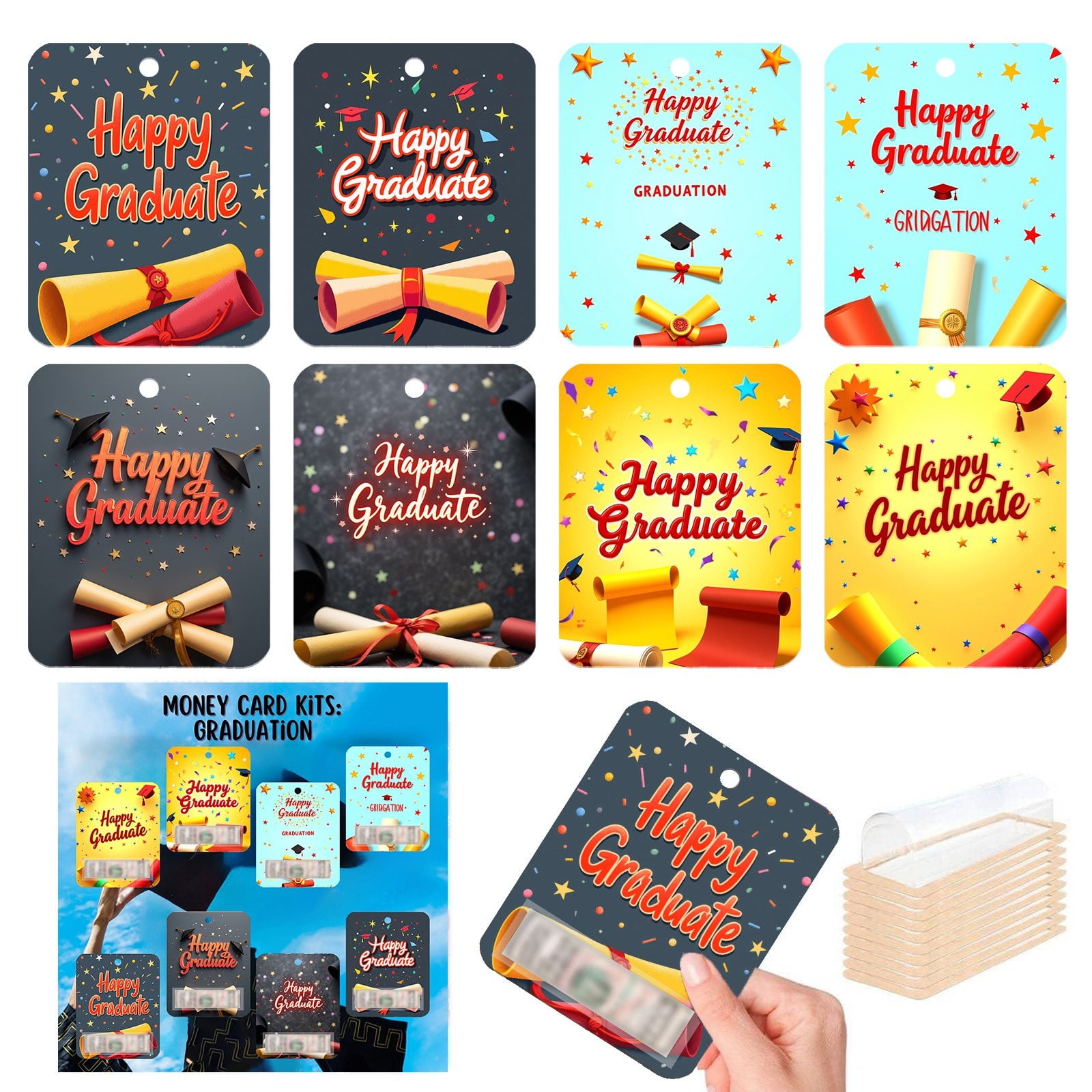 Exquisite Graduation Cards Wallet Greeting Card 8 Pcs Blank ...