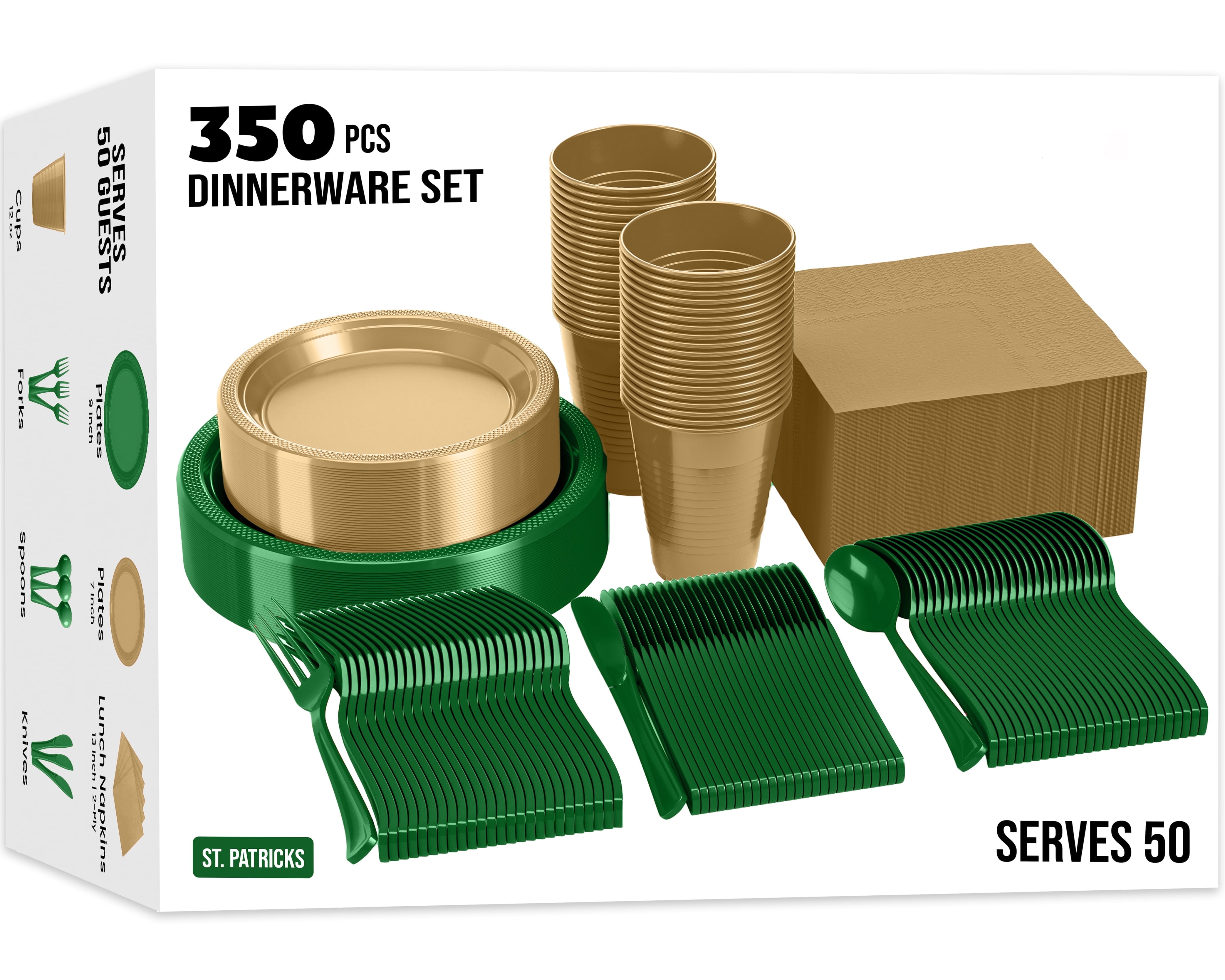 Exquisite 350 Piece Green St. Patrick's Day Party Plates & Disposable ...