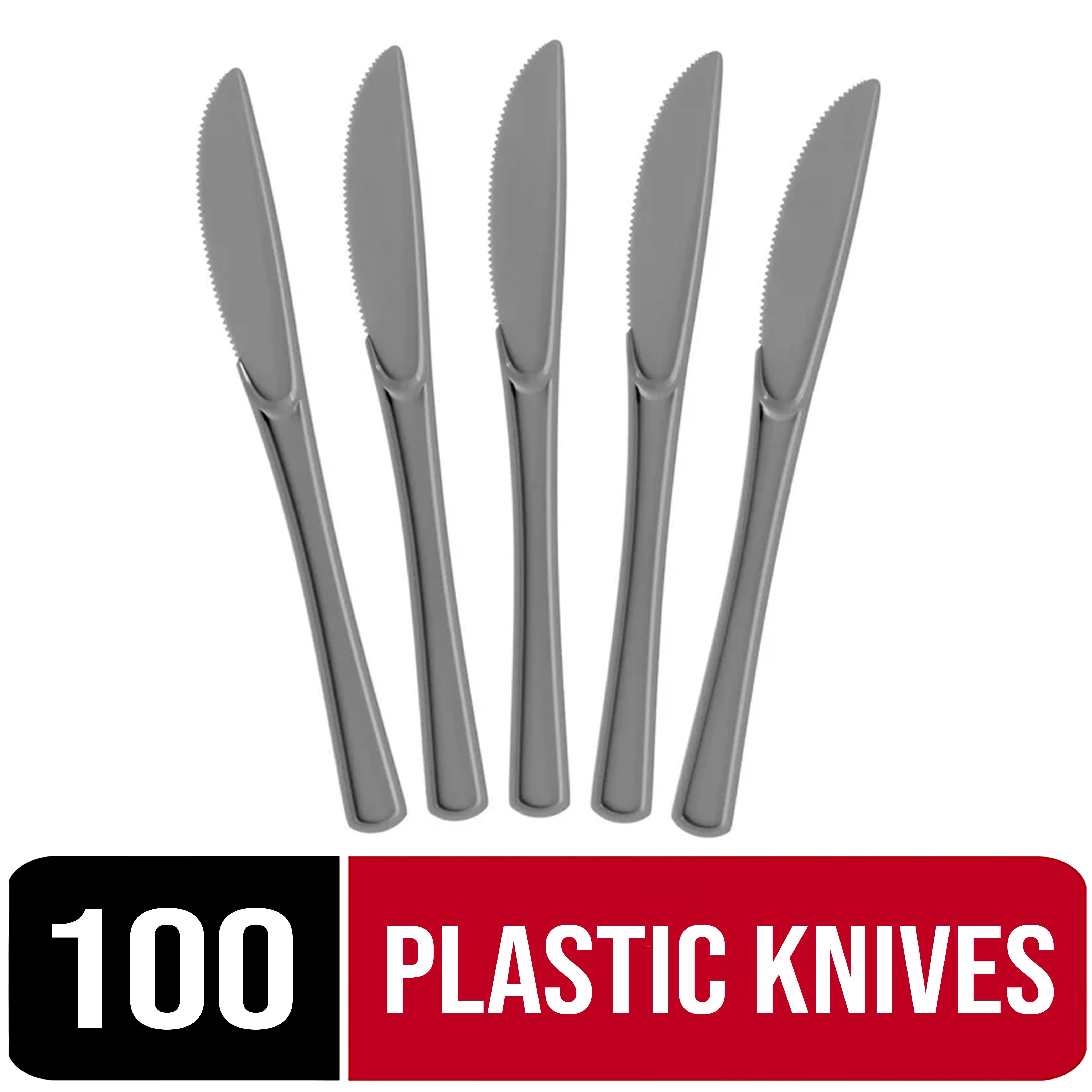 Exquisite Heavy Weight Disposable Plastic Silver Knives - 100 Count - Party Supplies - Walmart.com
