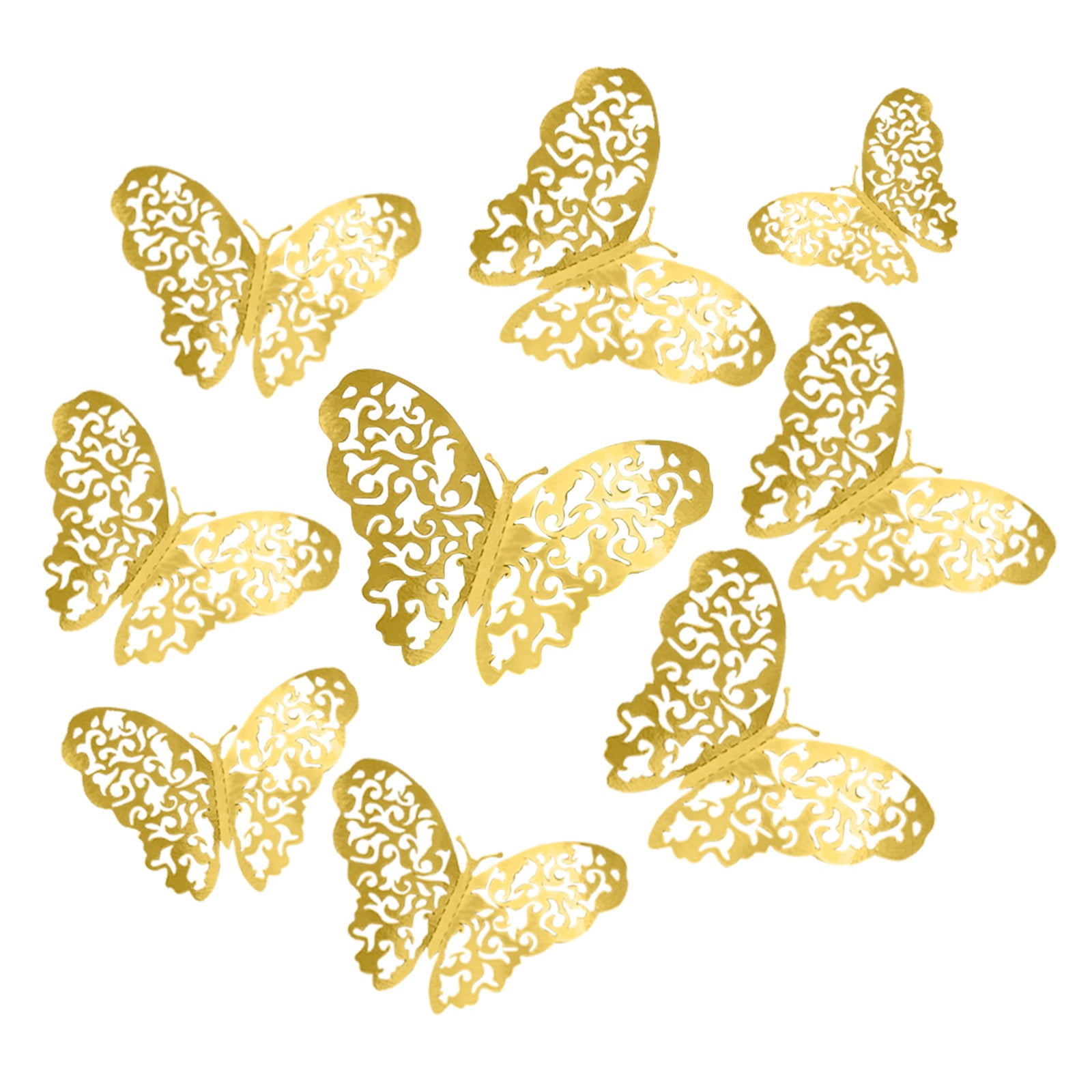 Exquisite Hollow 3D Butterfly Wall Decor,12 Pcs Removable Metallic Wall ...