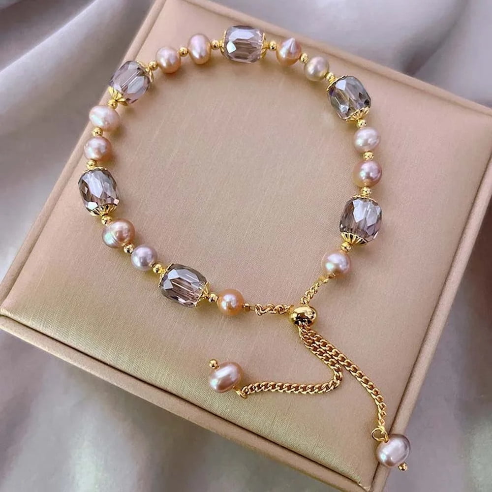 Exquisite Imitation Pearl Amethyst Crystal Fashion Jewelry Pull Chain ...