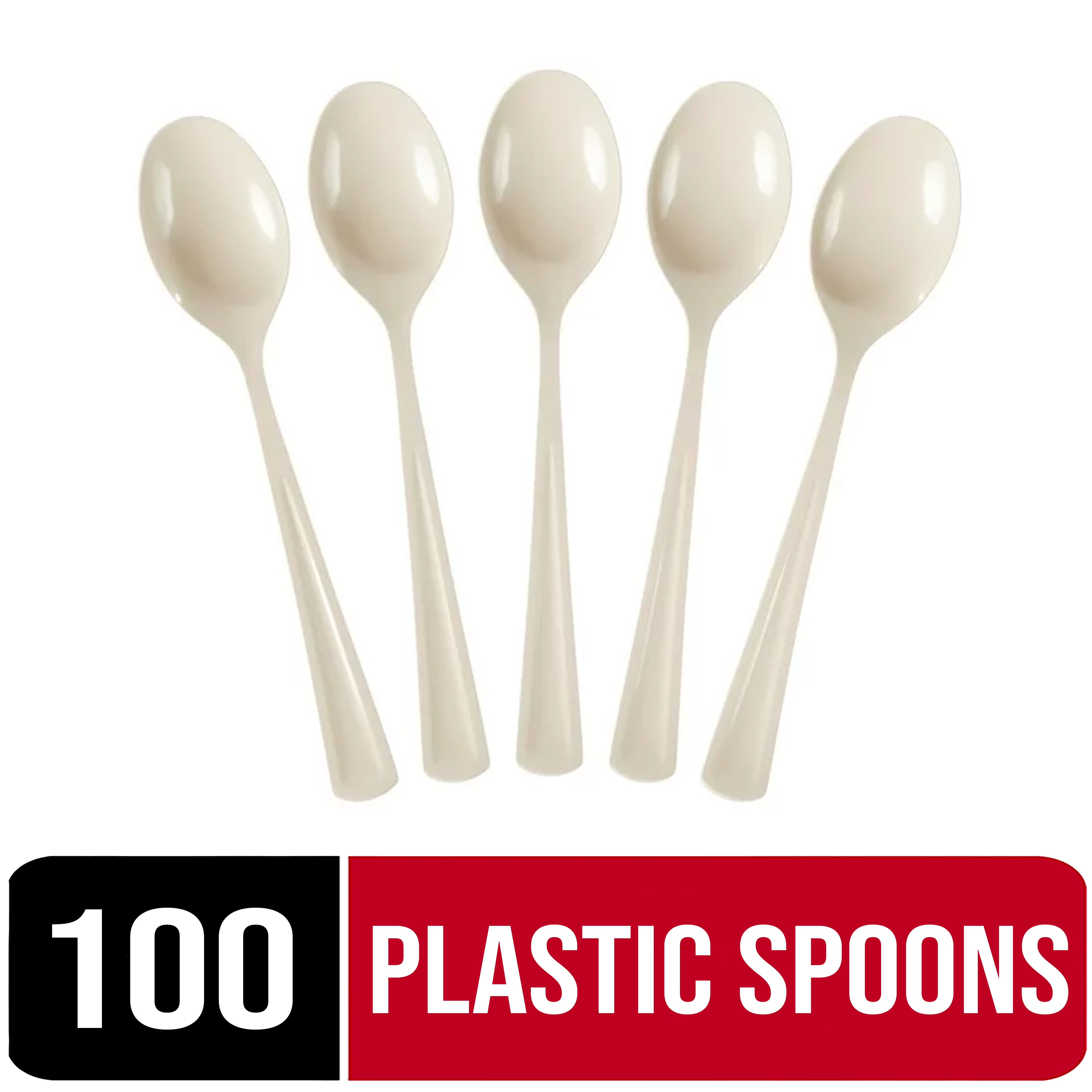 Exquisite Ivory Disposable Spoons - Ivory Plastic Spoons - 100 Count ...