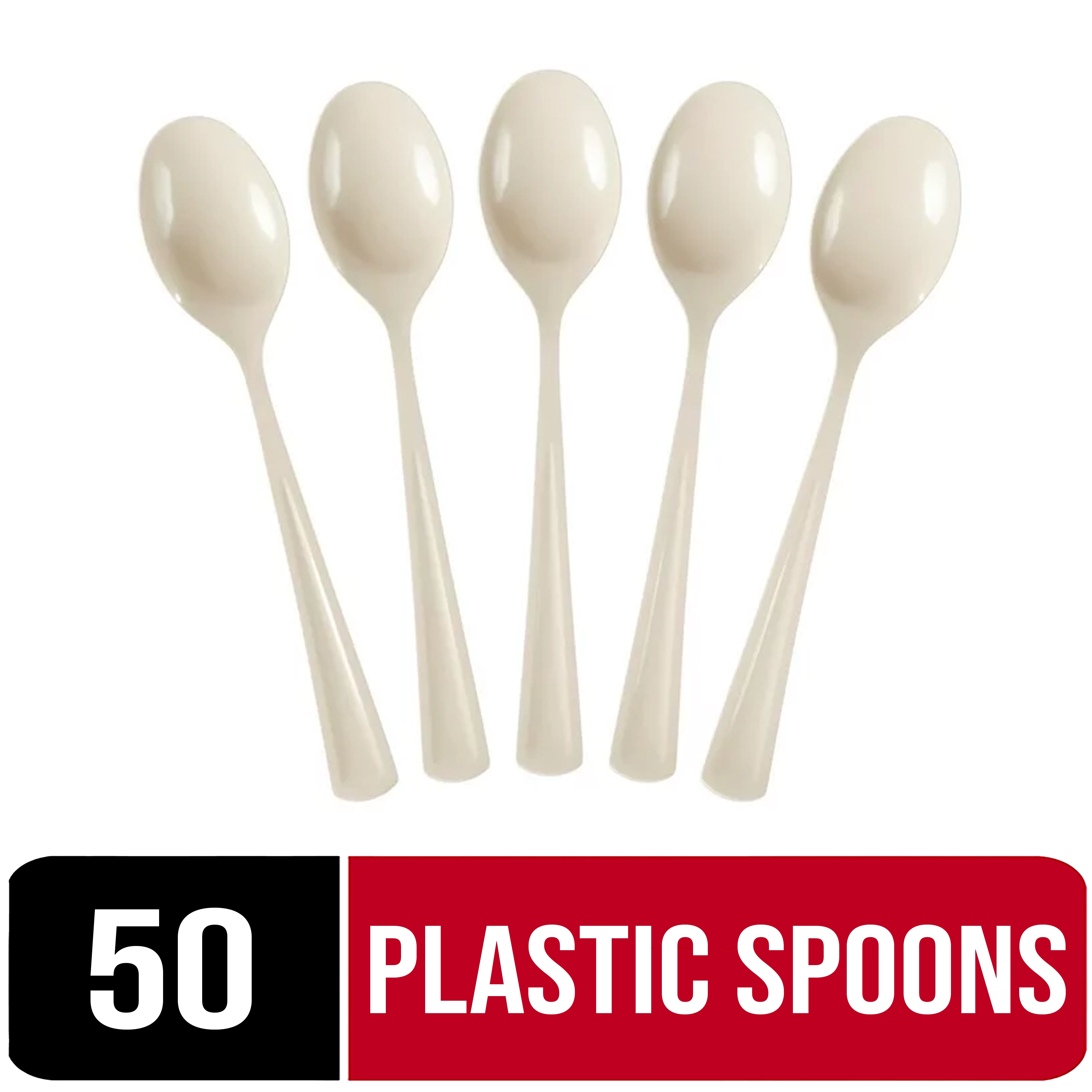 Exquisite Ivory Disposable Spoons - Off White Plastic Spoons - 50 Count ...