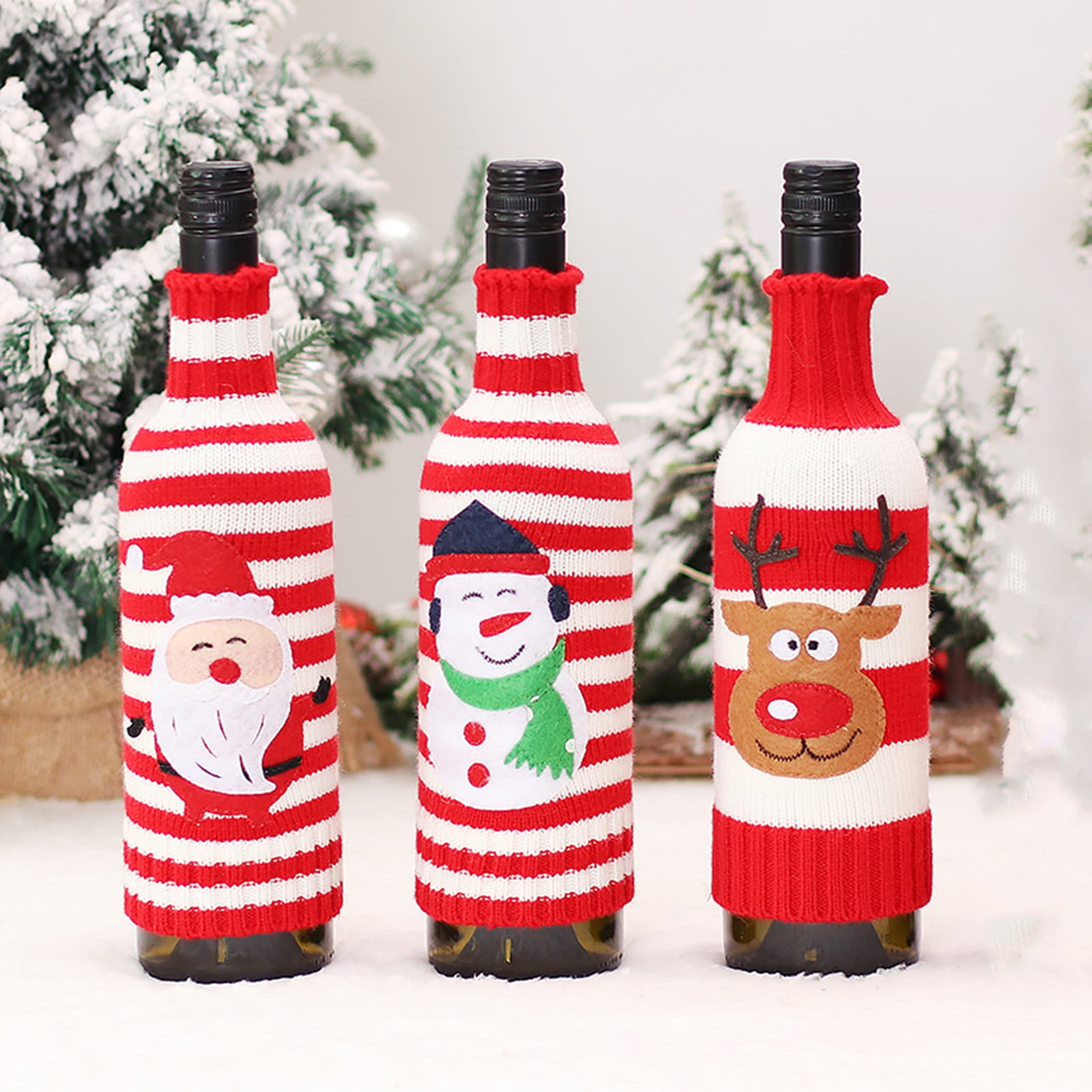 Exquisite Knitted Fabric Champagne Bottle Cover - Adorable Christmas ...