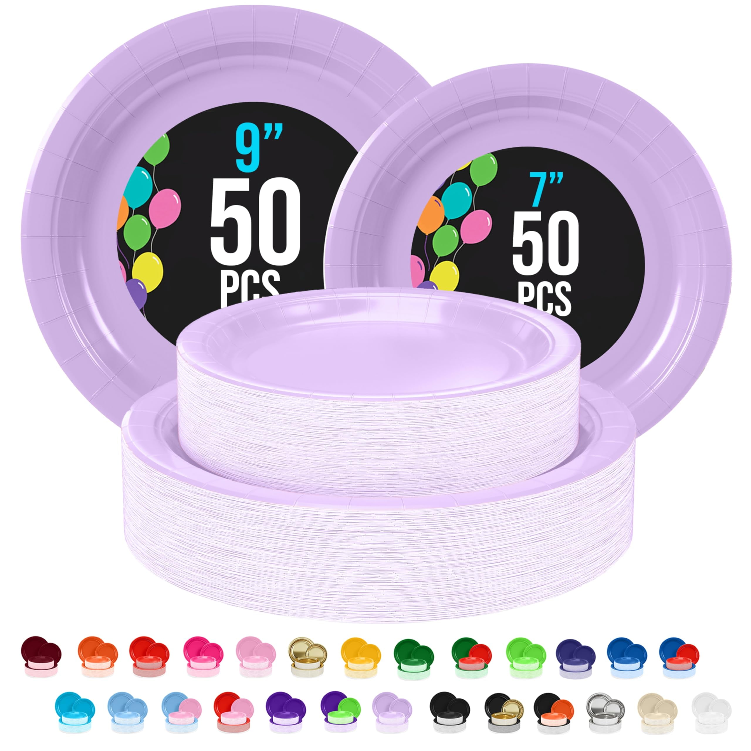 Exquisite Lavender Paper Plates Disposable Heavy AFN1Duty 100 Pcs - 50 ...