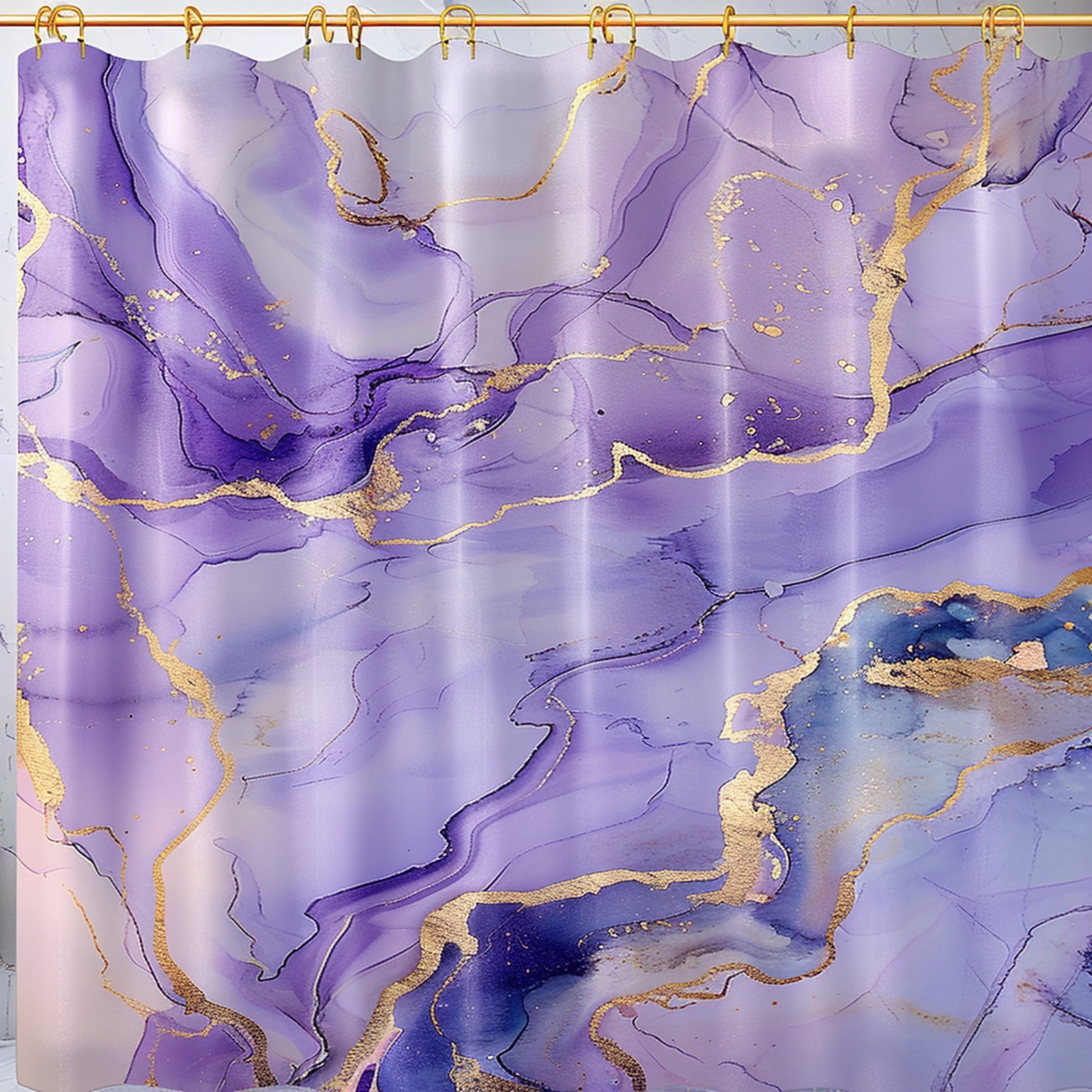 Exquisite Lavender And Gold Marble Shower Curtain Elegant Purple And