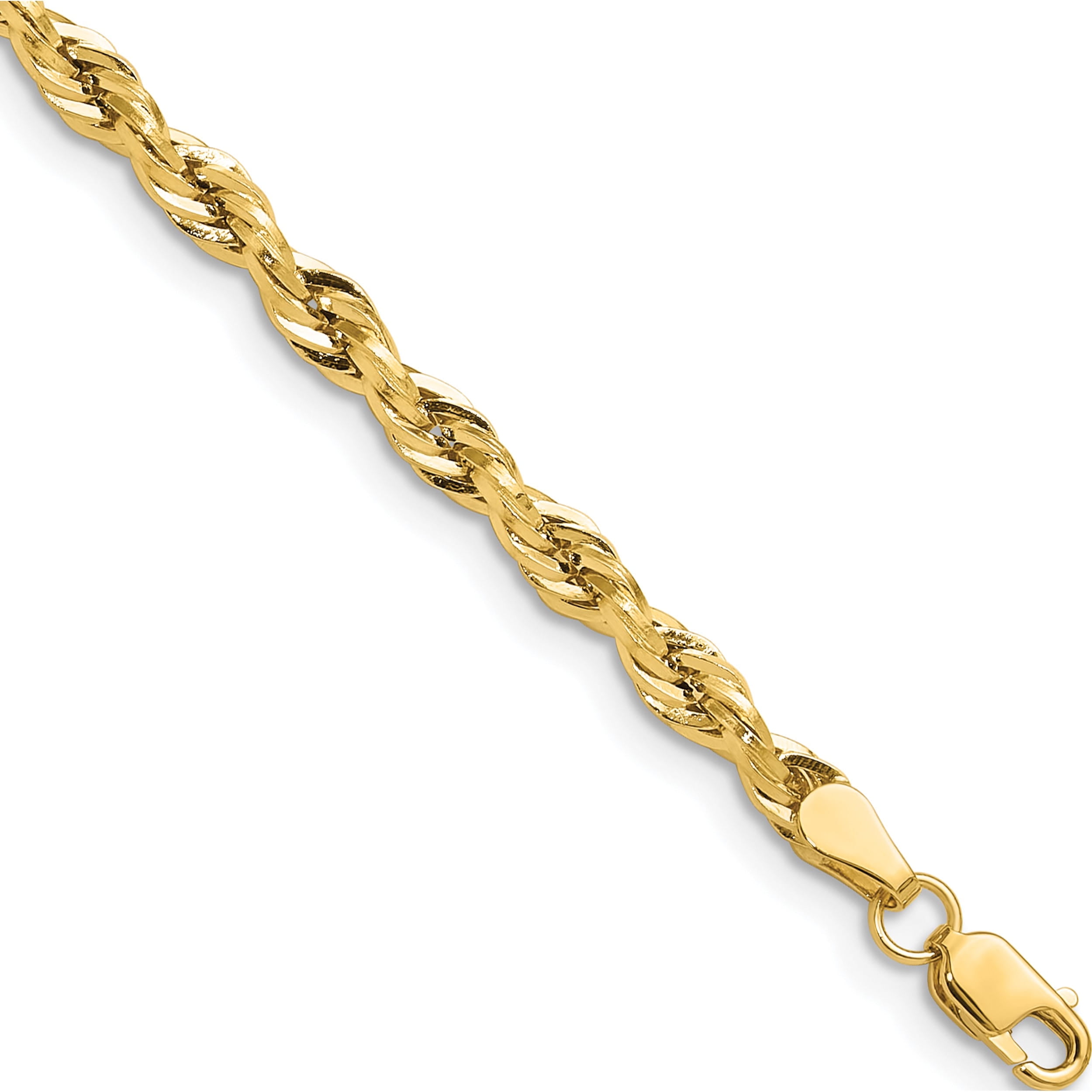 Exquisite Luxe Trendy 10k 3.5mm Semi-Solid Rope Chain Radiant Sleek ...