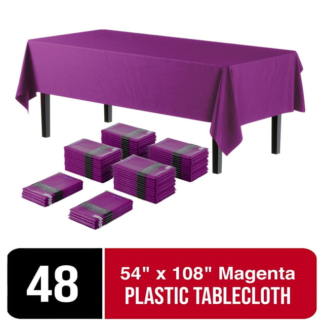 Exquisite Magenta Disposable Tablecloths - Rectangle Plastic Table ...