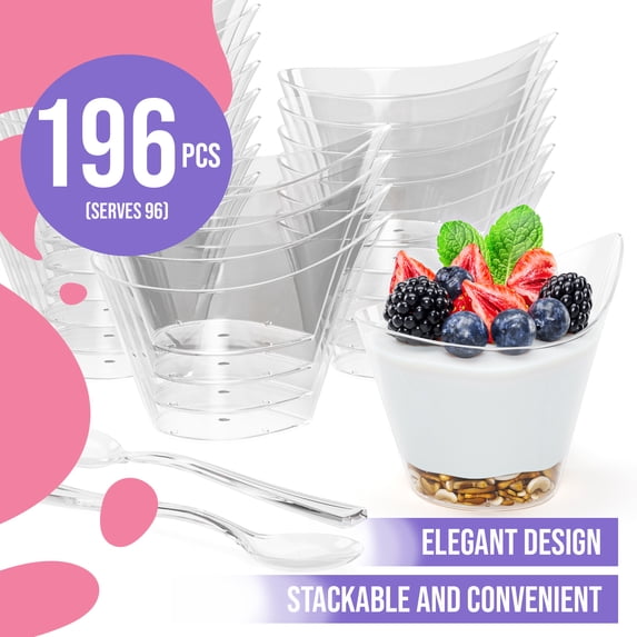 Exquisite Mini Dessert Cups With Spoons 196 PCS I Serves 96 I 4.35 Oz ...