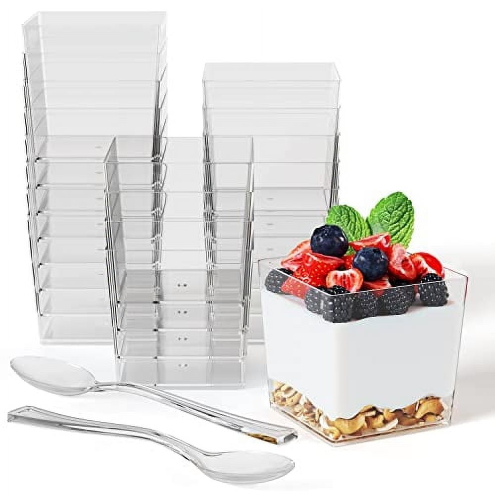 Exquisite Mini Dessert Cups with Spoons 400 Pcs - 3.6 Oz Mini Square ...
