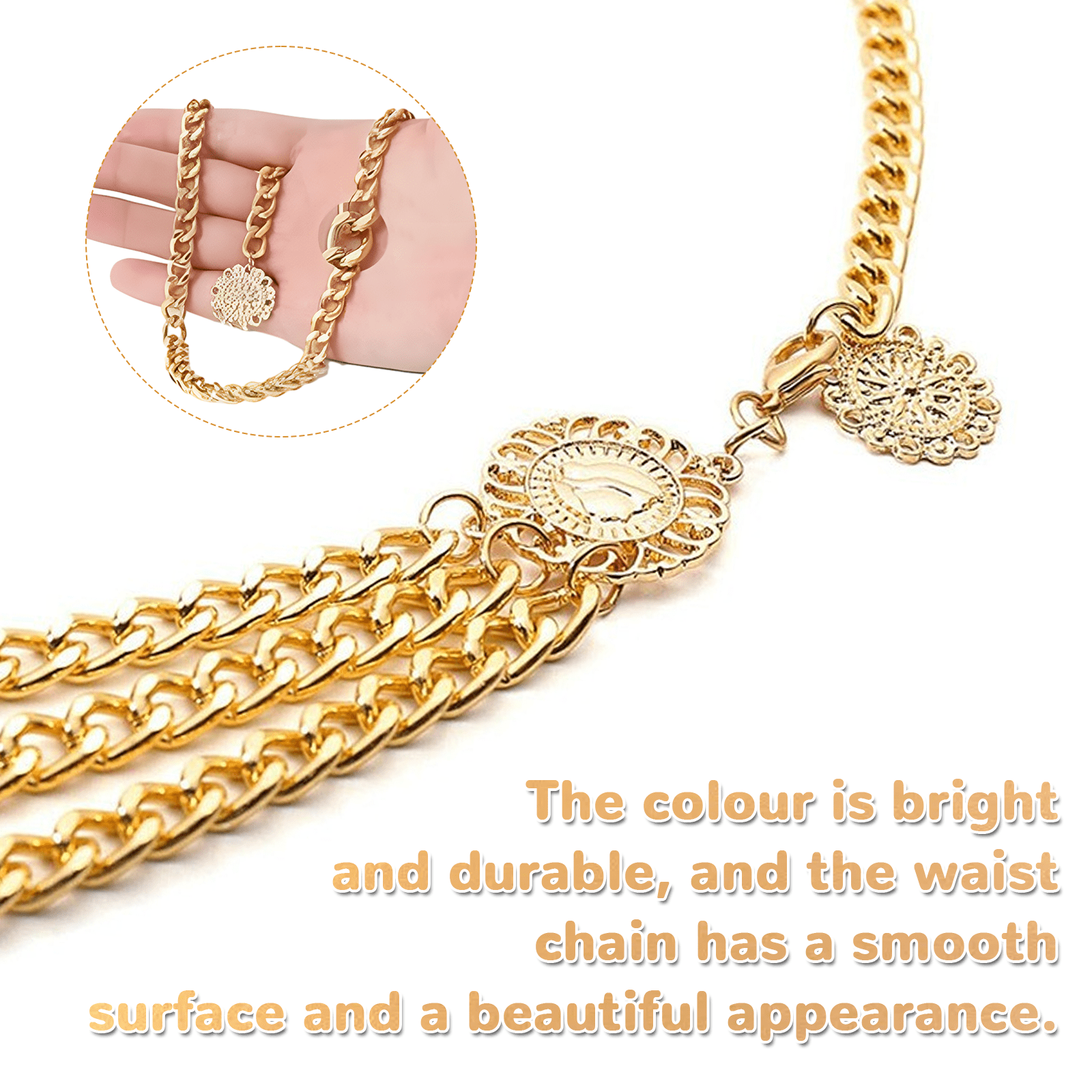 Exquisite Multilayer Metal Waist Chain, Adjustable Waist For Unmatched ...