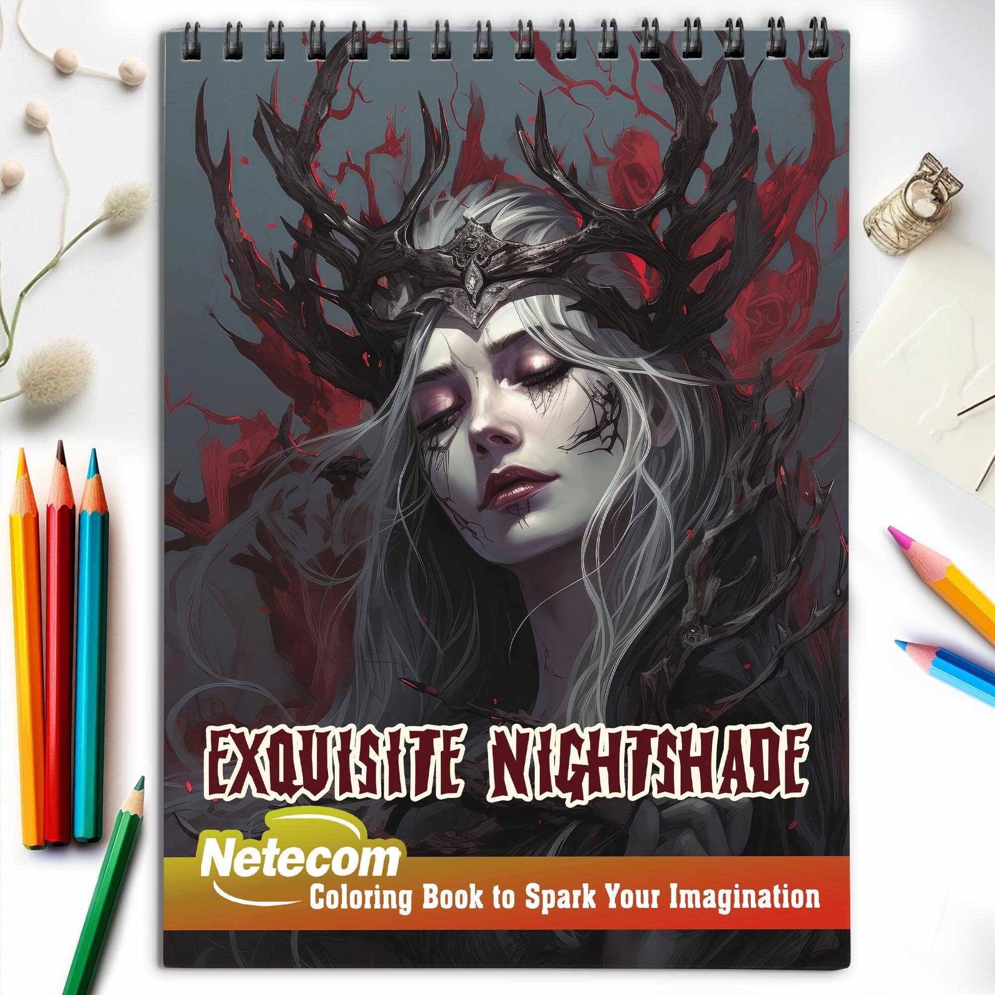 Exquisite Nightshade Spiral Bound Coloring Book, Discover the Dark ...