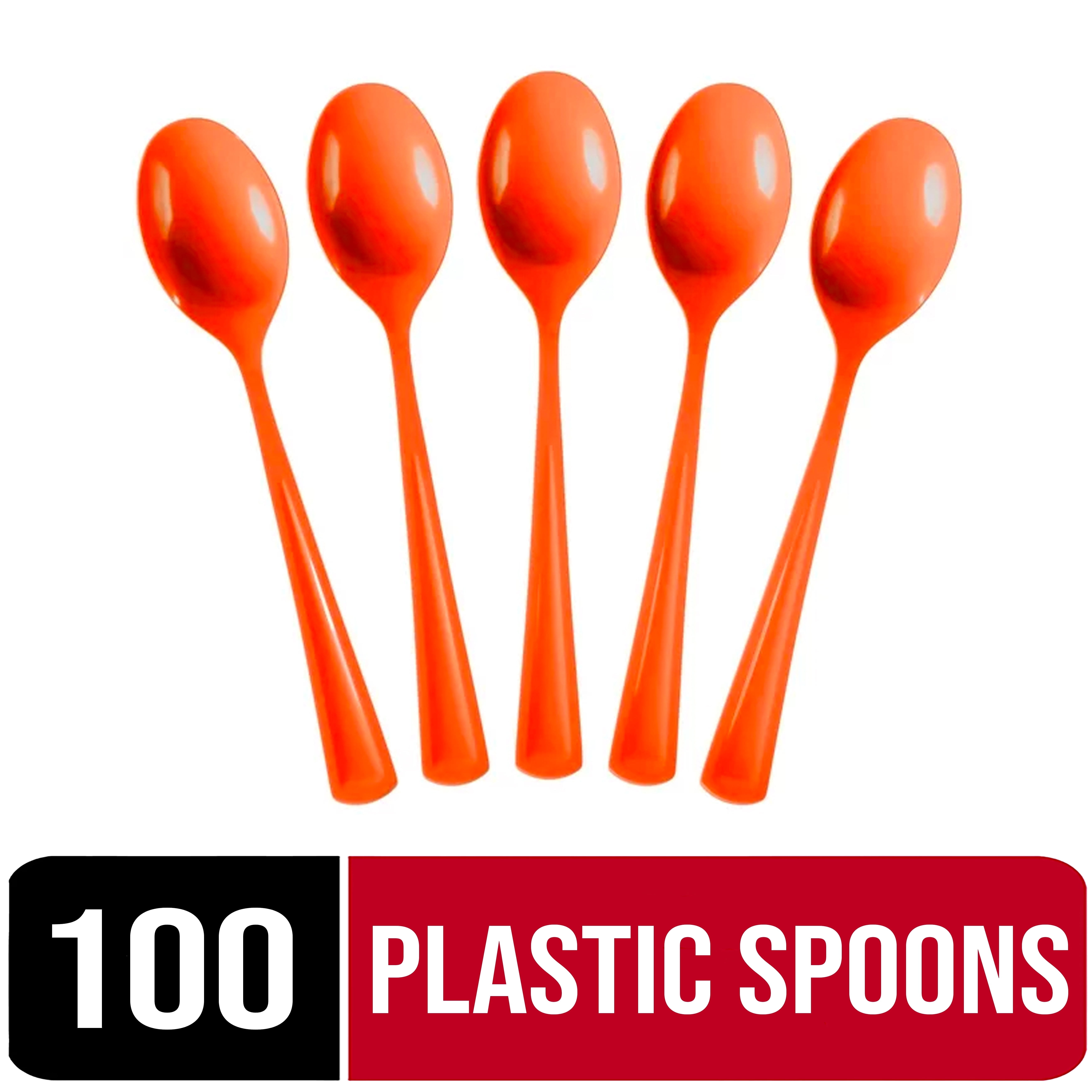Exquisite Orange Disposable Spoons - Orange Plastic Spoons - 100 Count ...