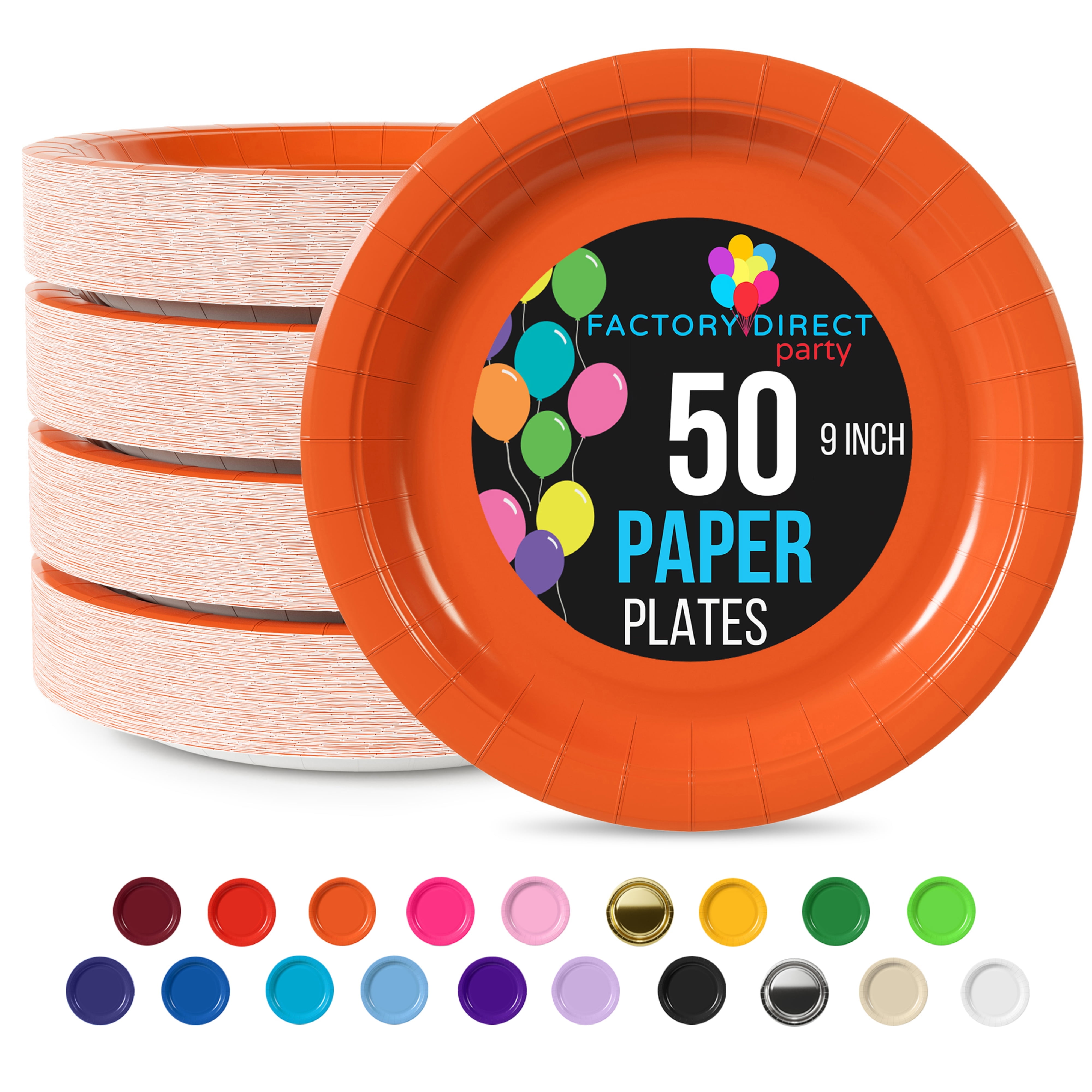 Exquisite Orange Paper Plates Disposable 50 Ct - 9 Inch Heavy Duty 350 ...