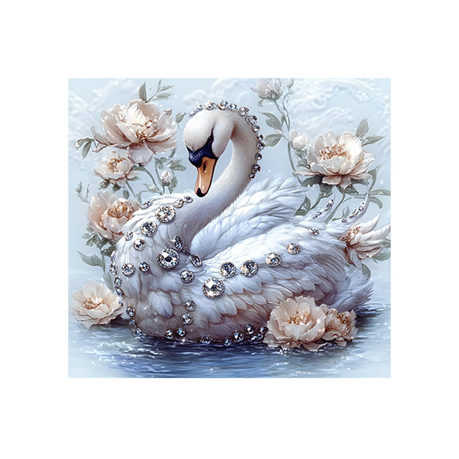 Exquisite Painting Kit Elegant Swan with Floral Accents Wall Sticker ...